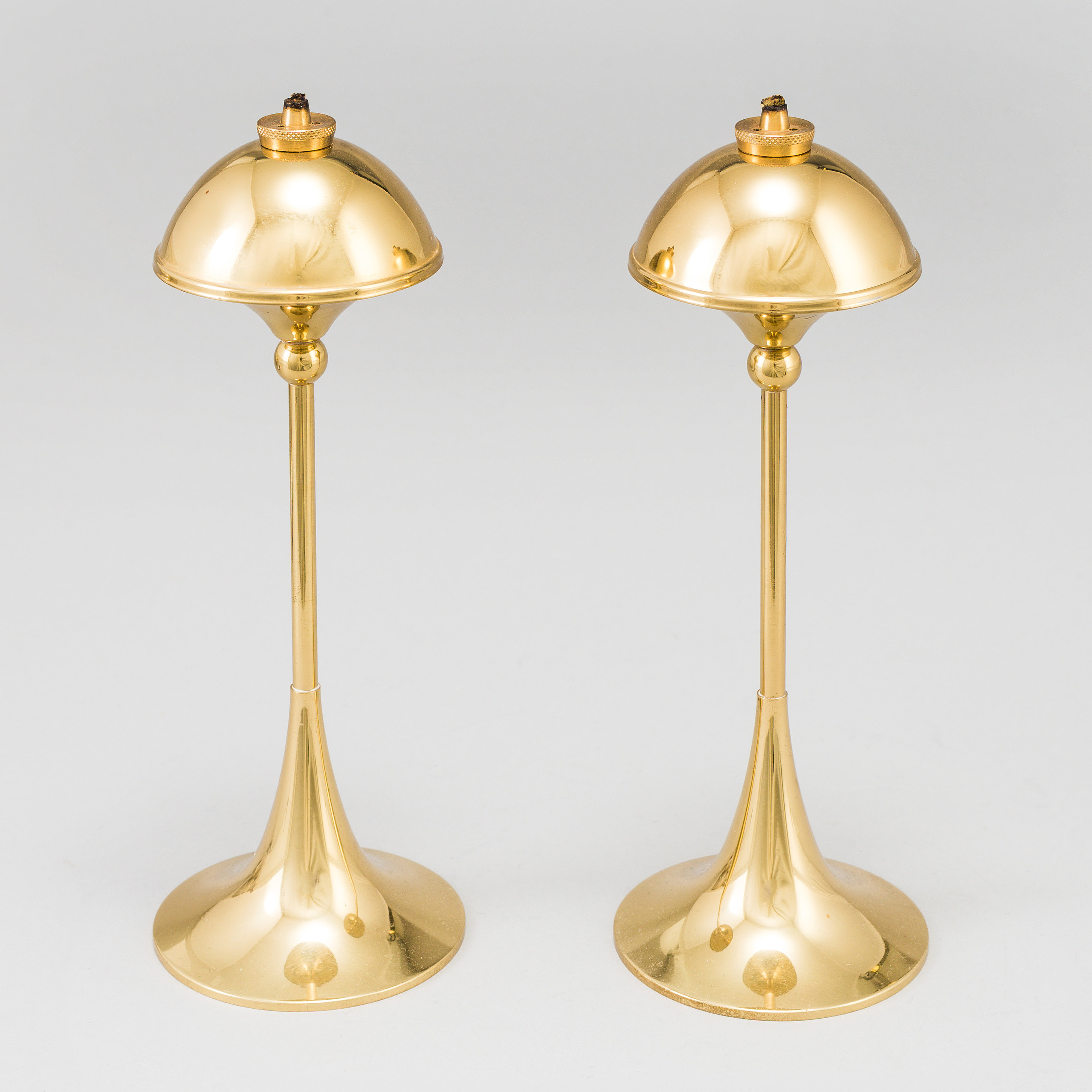 A pair of brass oil lamp by Hejl, Denmark, secind half of the 20th ...