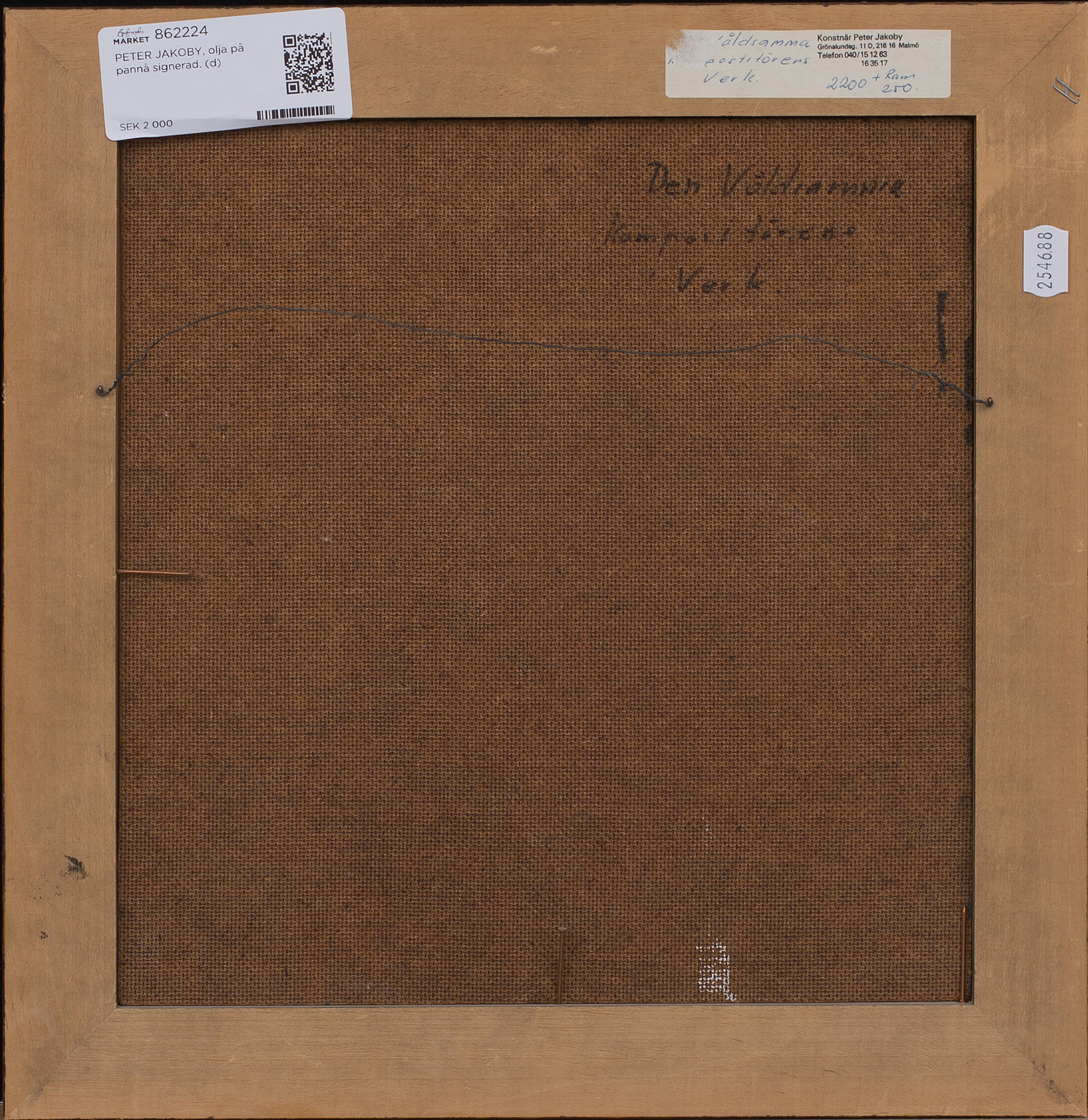 PETER JAKOBY, olja på pannå signerad. - Bukowskis