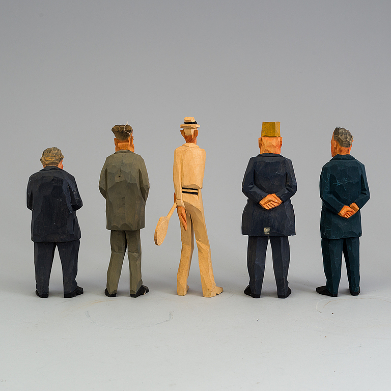 SVEN GUNNARSSON, set of ten wood sculptures, signed, mid 20th century ...