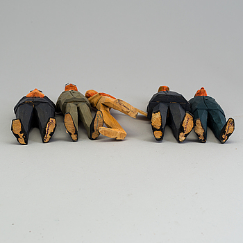 SVEN GUNNARSSON, set of ten wood sculptures, signed, mid 20th century ...