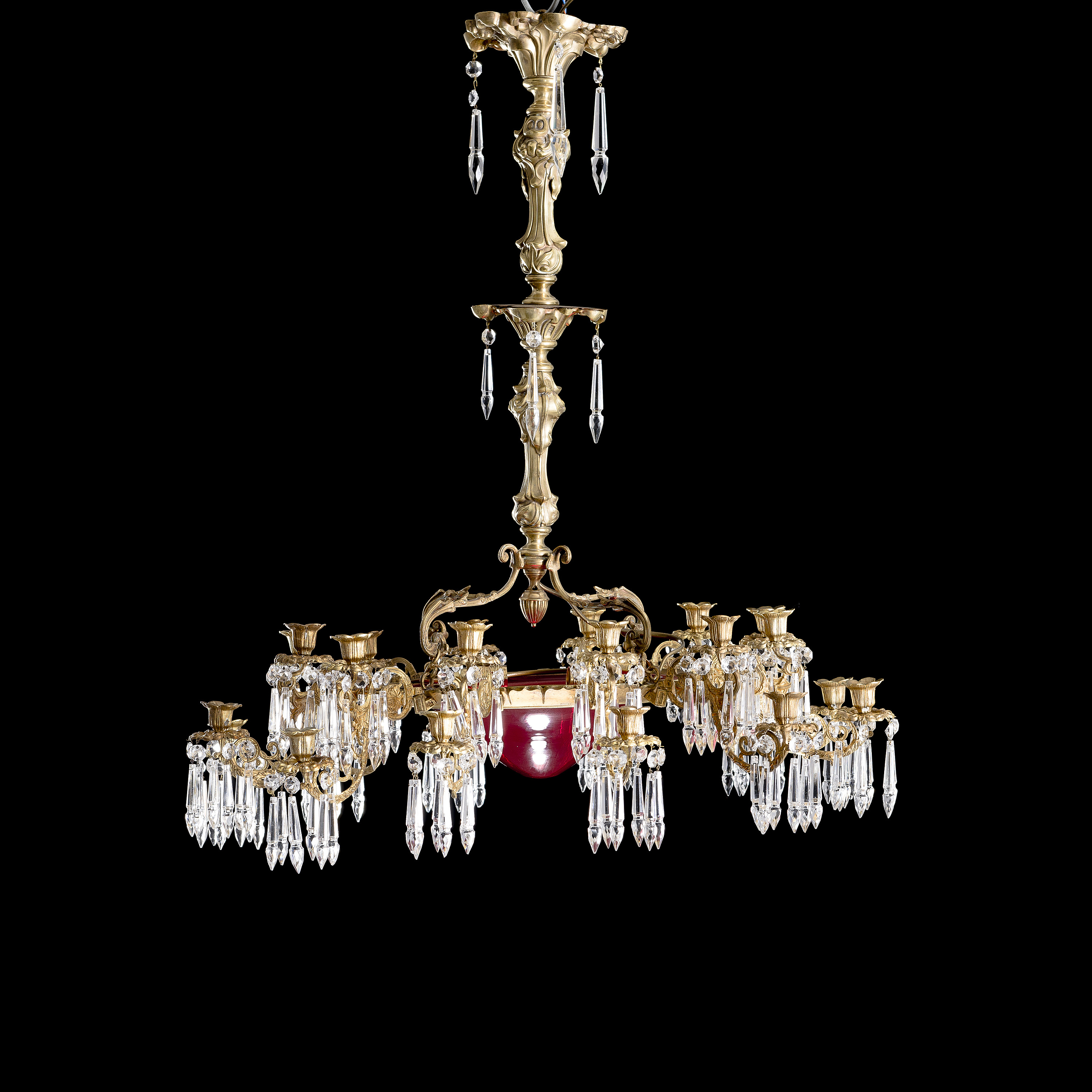 CHANDELIER, gilded, Russia, 1860-80s. Height circa 90 cm. - Bukowskis