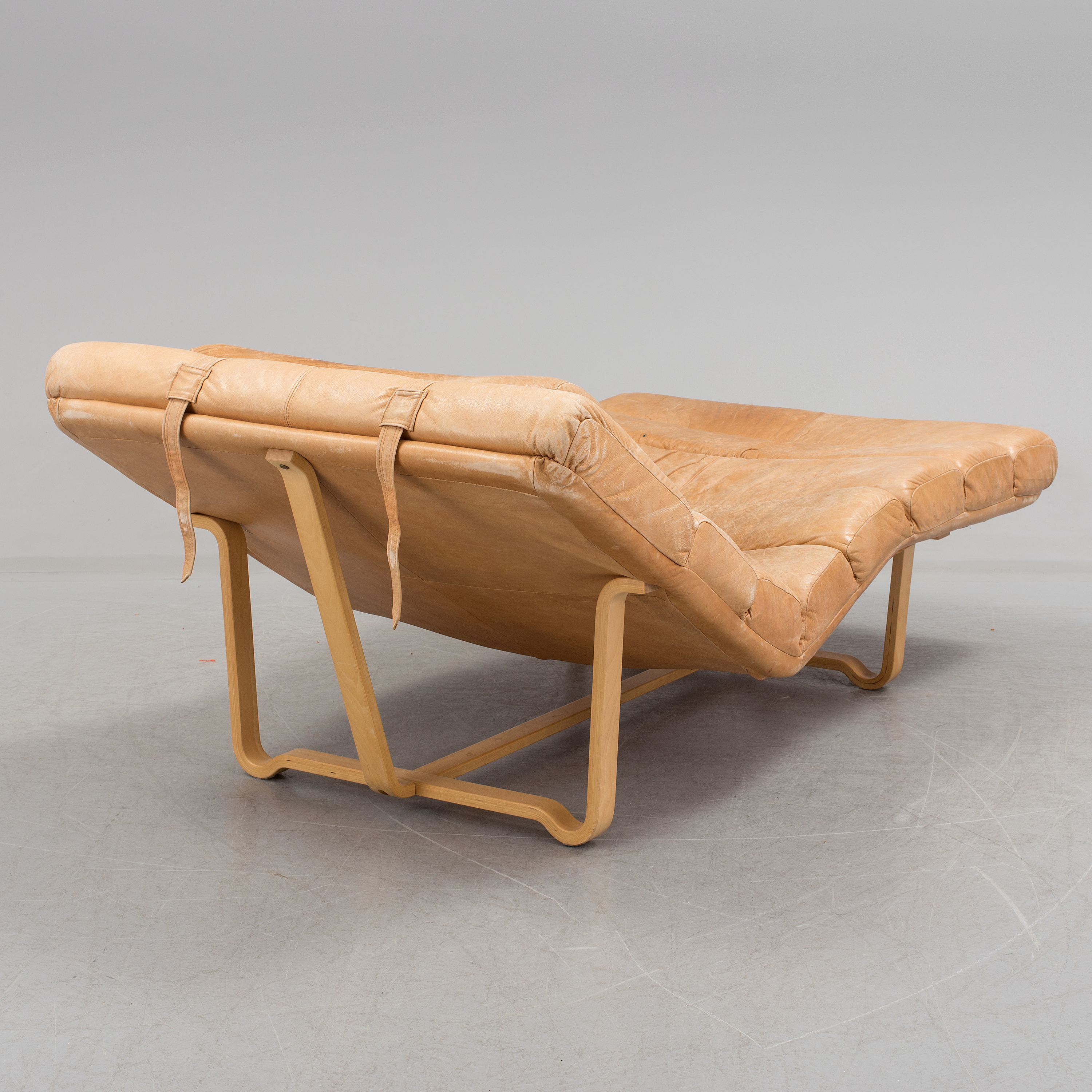 A birch and leather recliner, 1980's. - Bukowskis