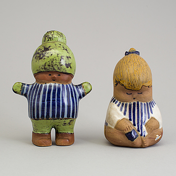 LISA LARSON, figurer, 2 st, stengods, Gustavsberg. - Bukowskis
