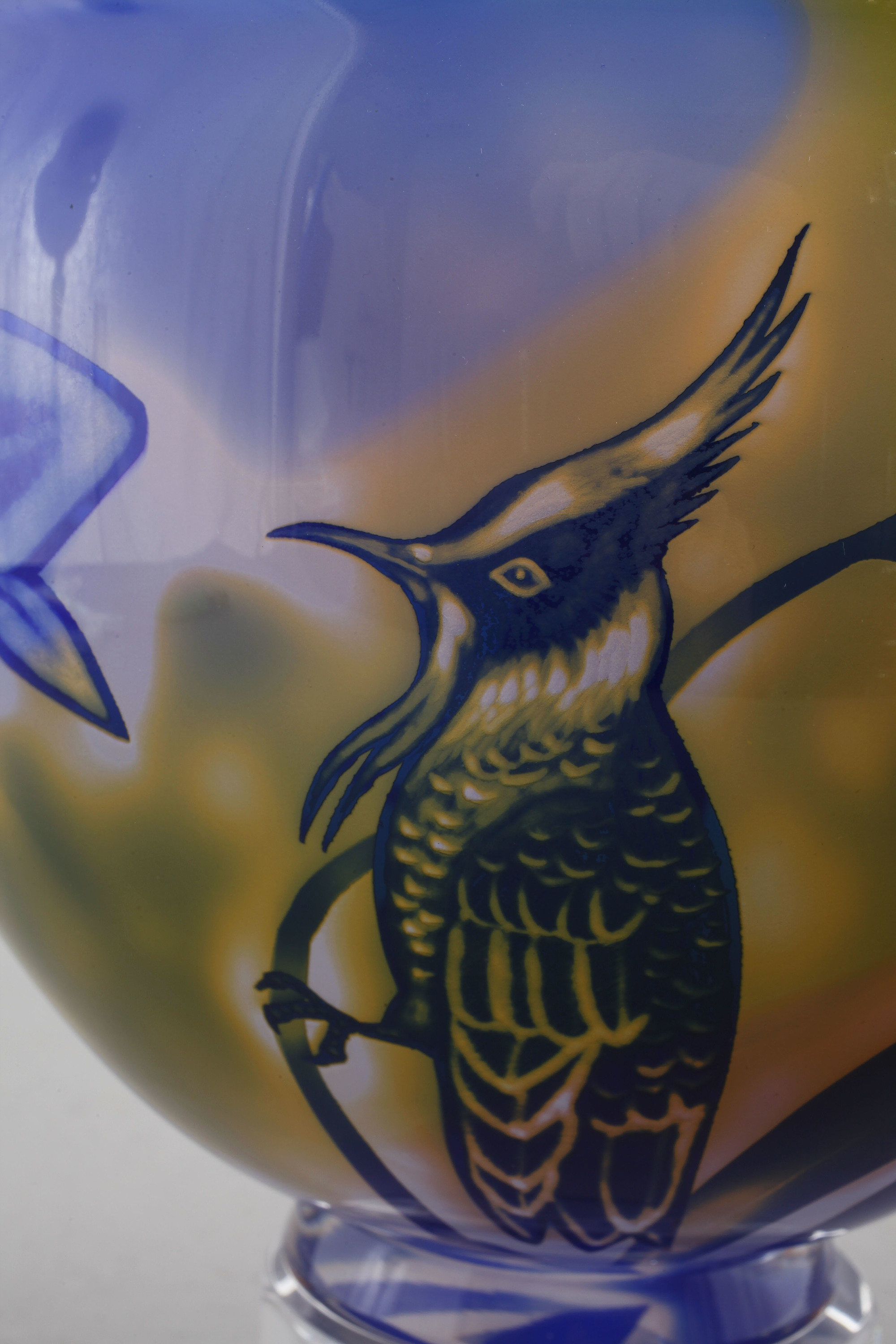 A unique glass vase on plinth, designed by Astrid Gate, signed and ...