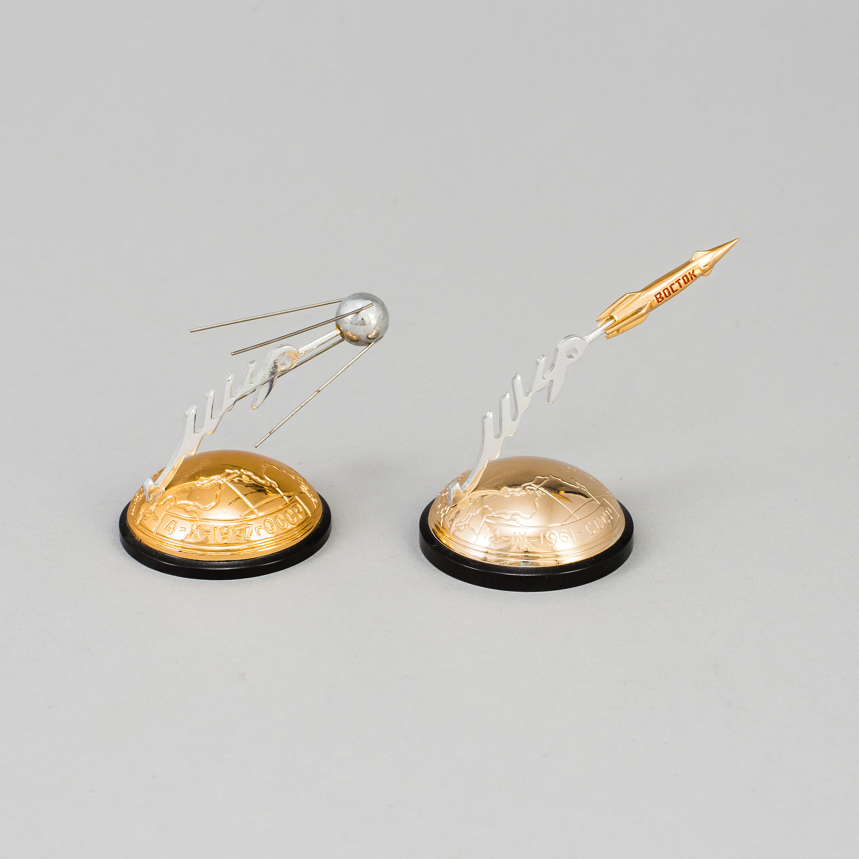 Three USSR Desk Rocket Satellite Models of "Vostok 1" (Yuri Gagarin ...