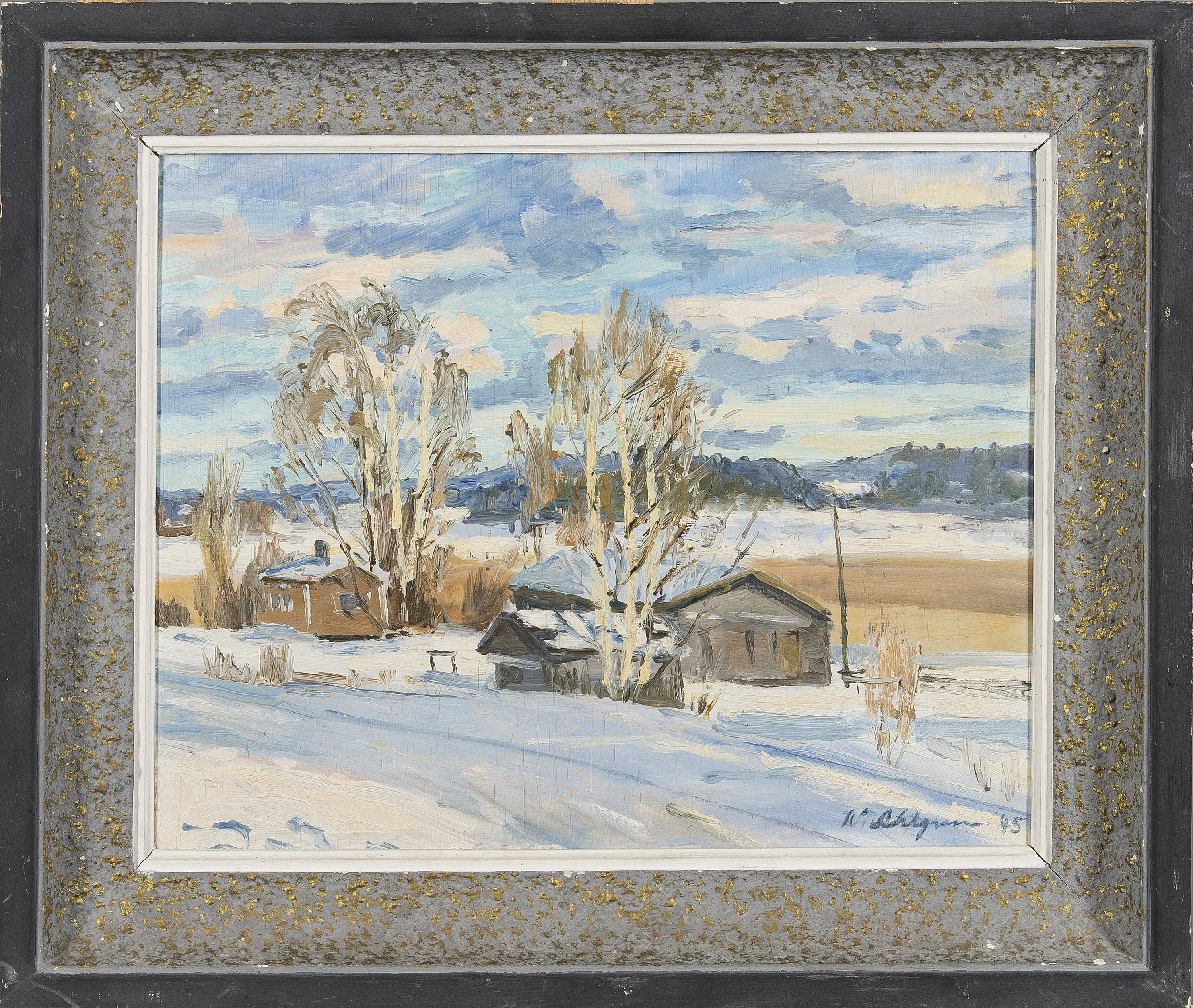 WILLIAM AHLGREN, oil on panel, signed and dated -45. - Bukowskis