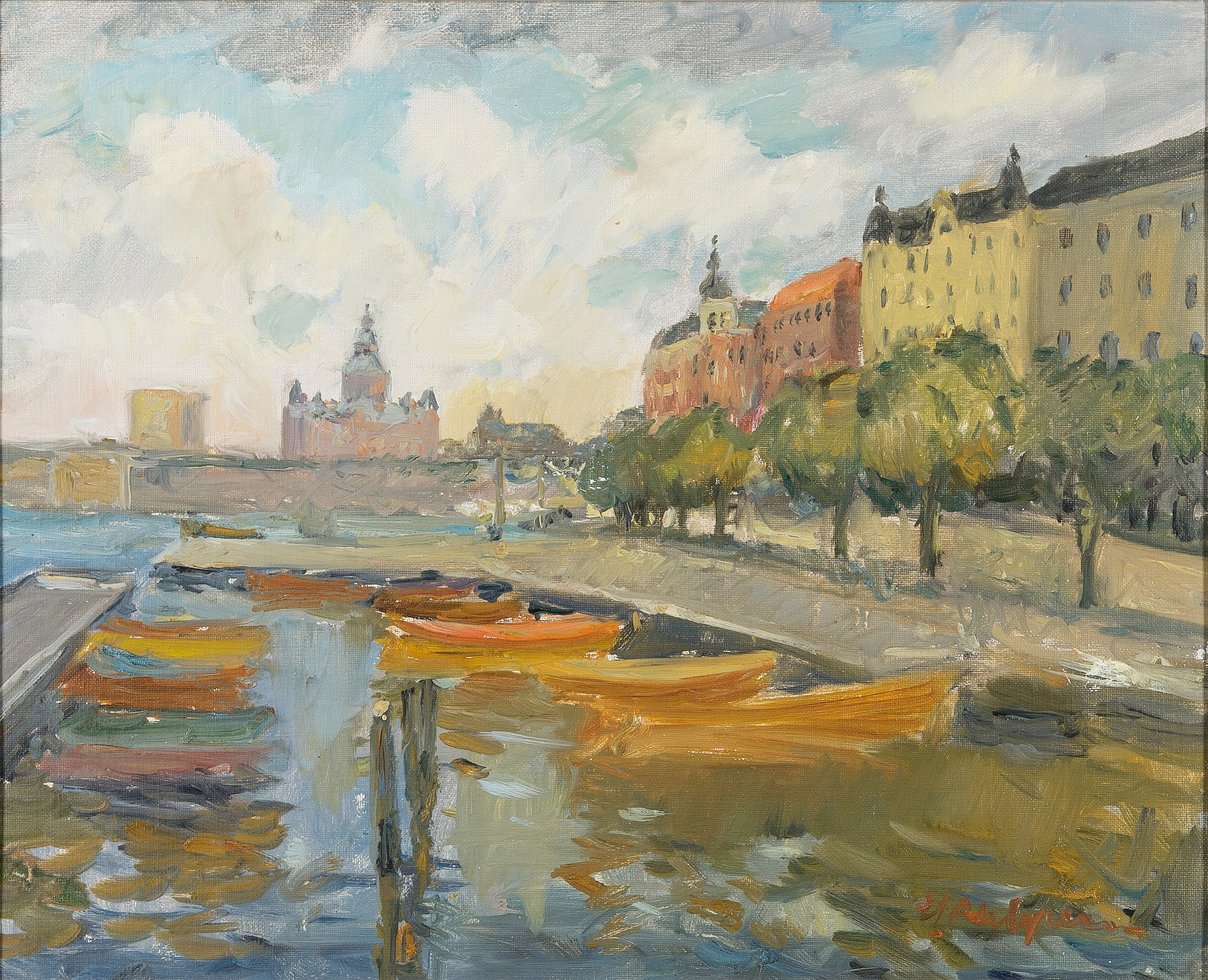 WILLIAM AHLGREN, öljy kankaalle, pingotettu pahvilevylle, signeerattu ...