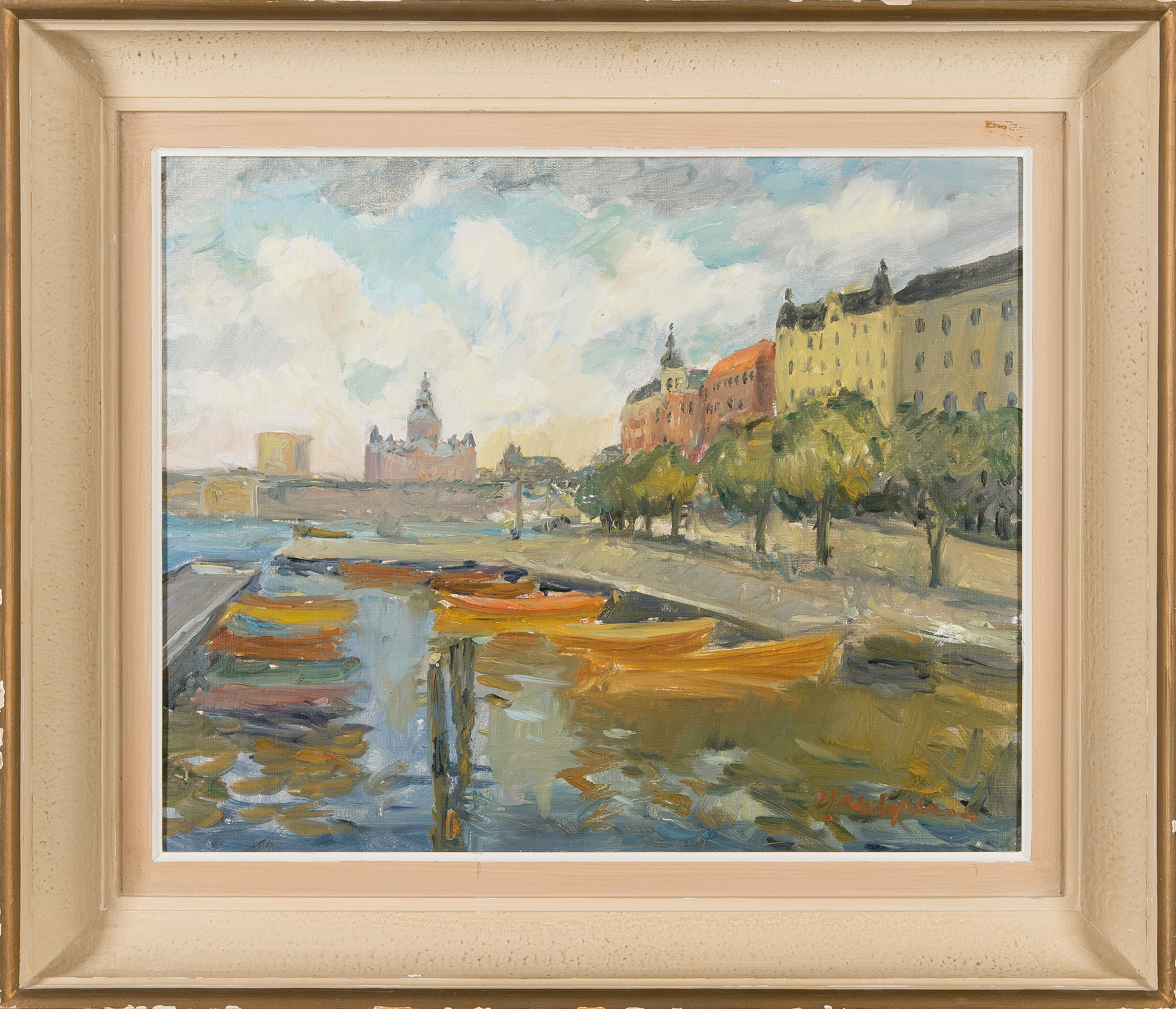 WILLIAM AHLGREN, öljy kankaalle, pingotettu pahvilevylle, signeerattu ...