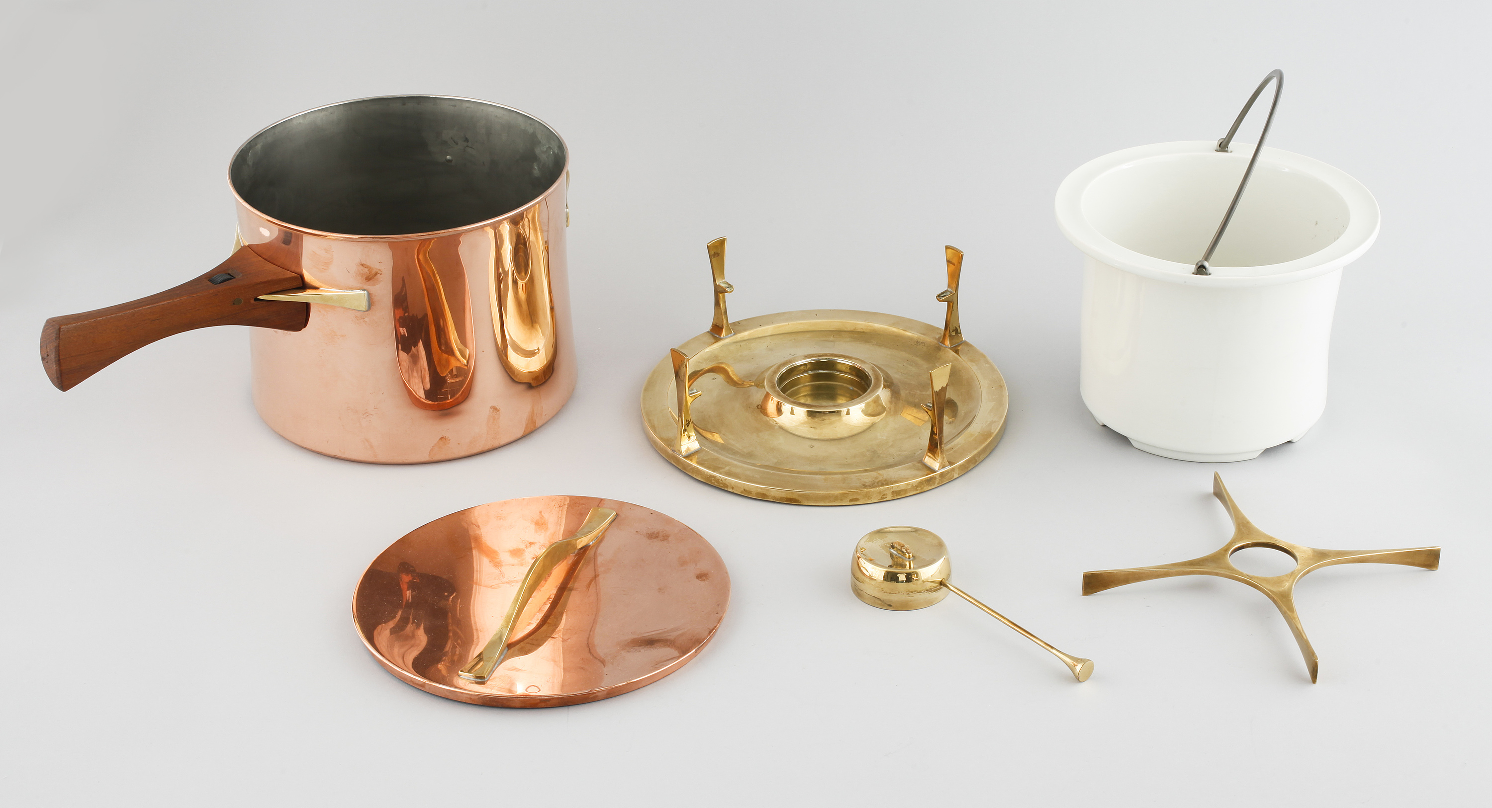 A copper pot with rechaud by Jens Quistgaard, third quarter of the 20th ...