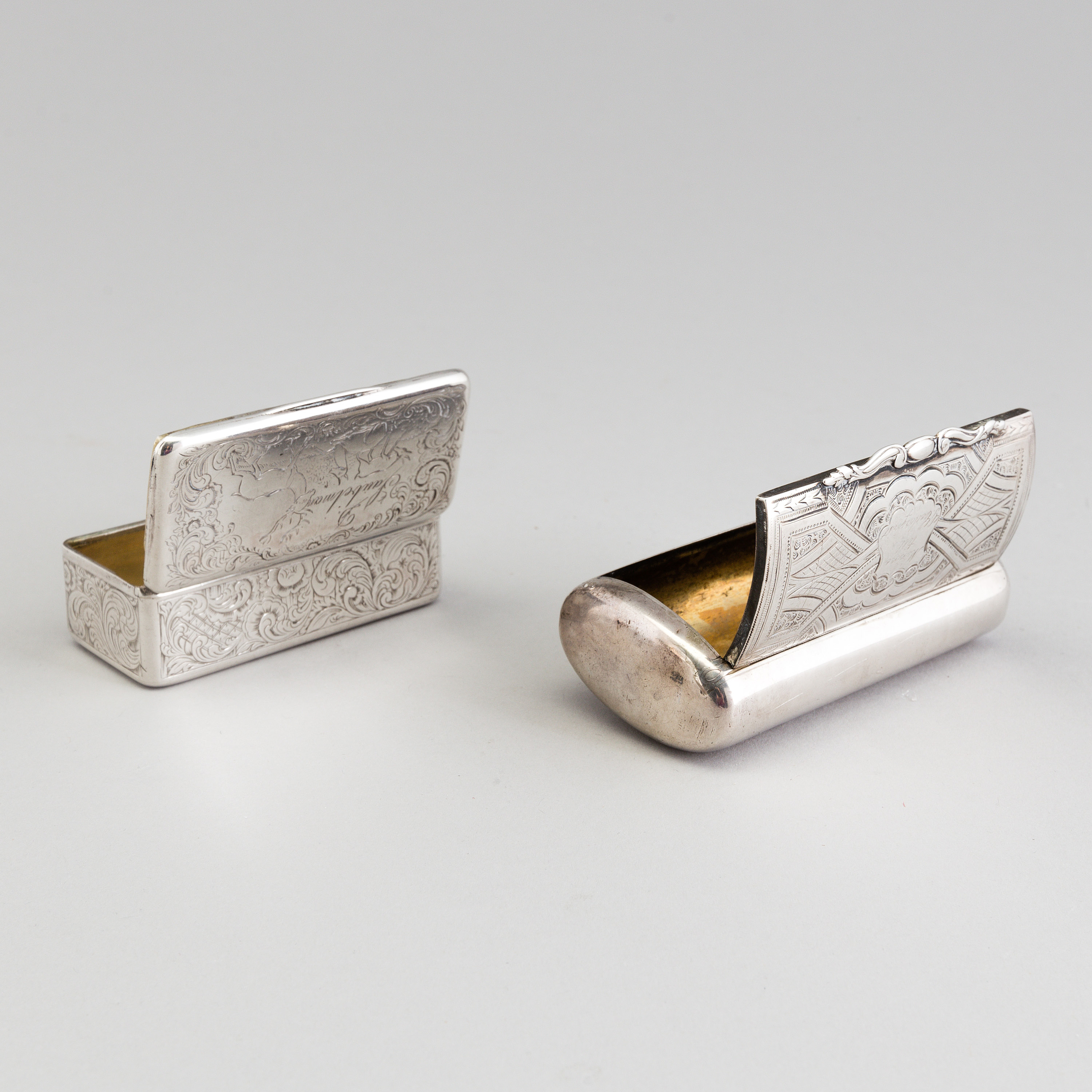 Two silver snuff boxes, C Tengstedt, Gothenburg, 1847, and C. Jonsson ...