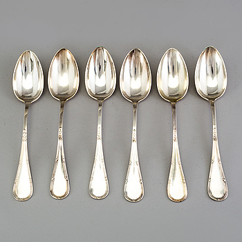A set of six Swedish silver table spoons, maker's mark CG HAllberg ...