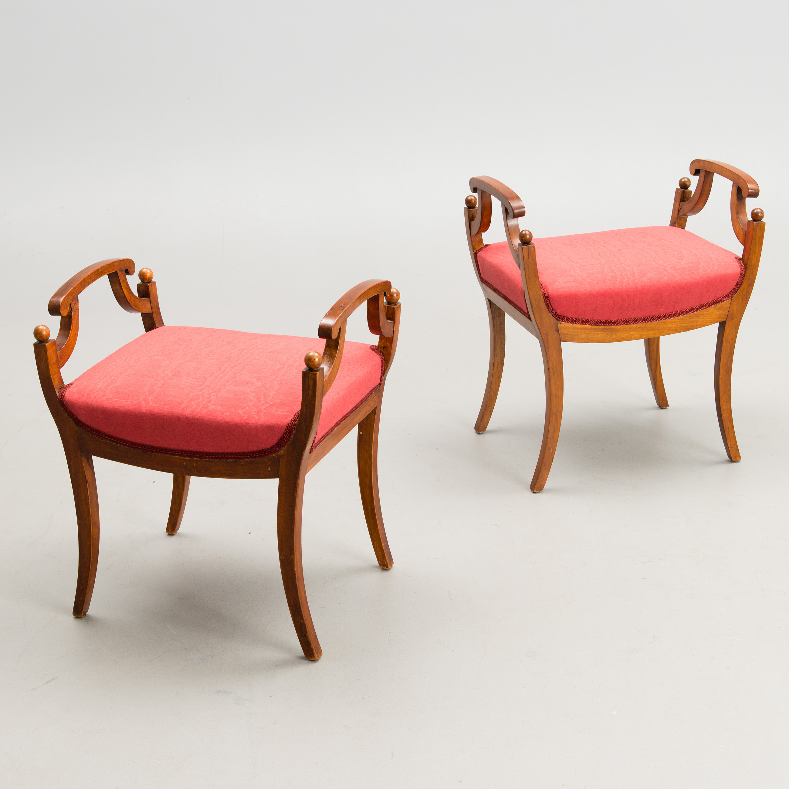 A PAIR OF EMPIRE STOOLS, the other one stamped Io.Vo., Johan Adam Vogt ...