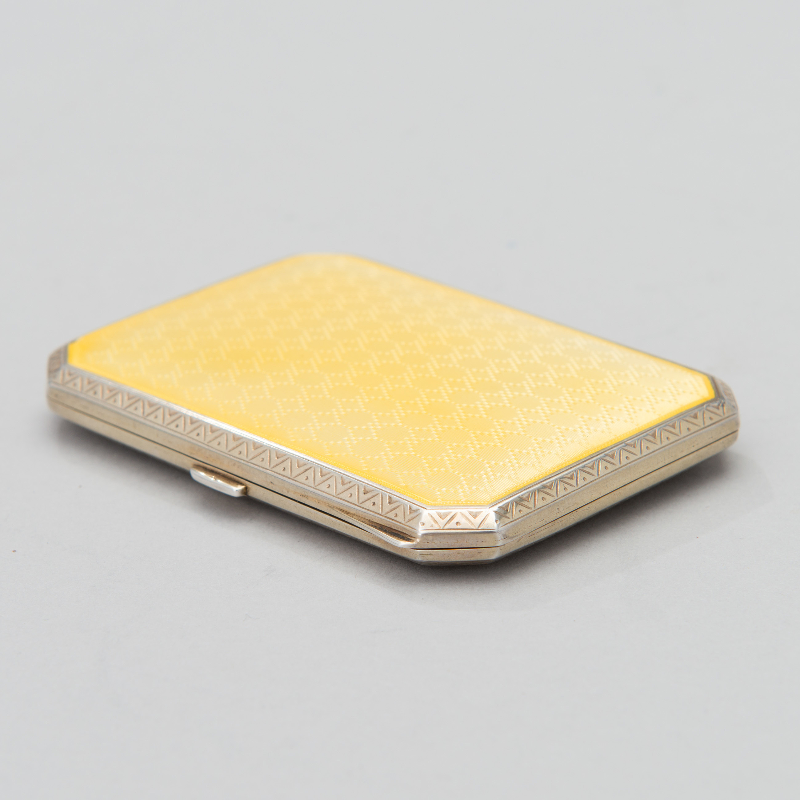 A sterling silver, guilloché enamel cigarette case, import hallmarks ...