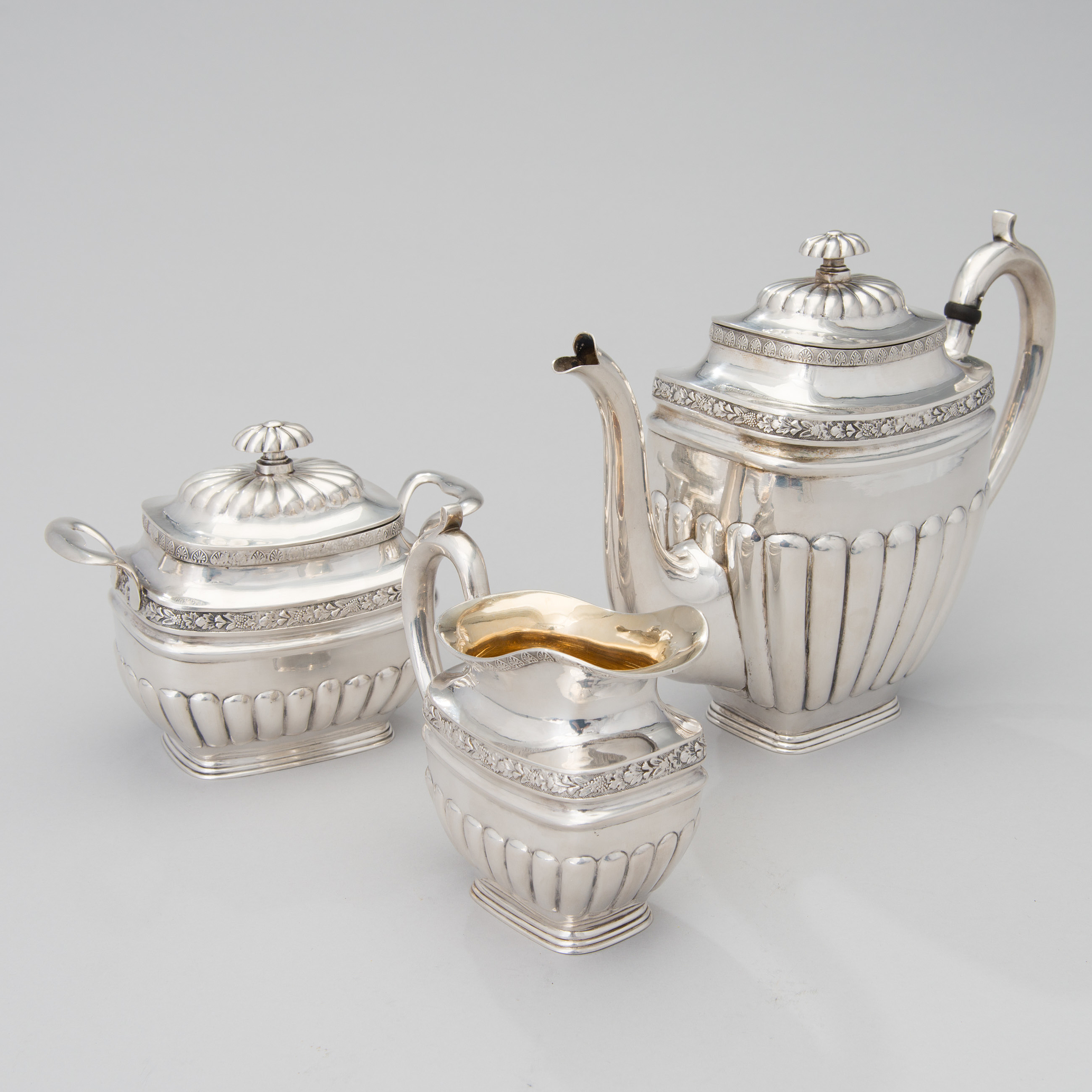 A 3-piece silver coffee set by Bruno Alexander Nylund, Helsingfors 1919 ...