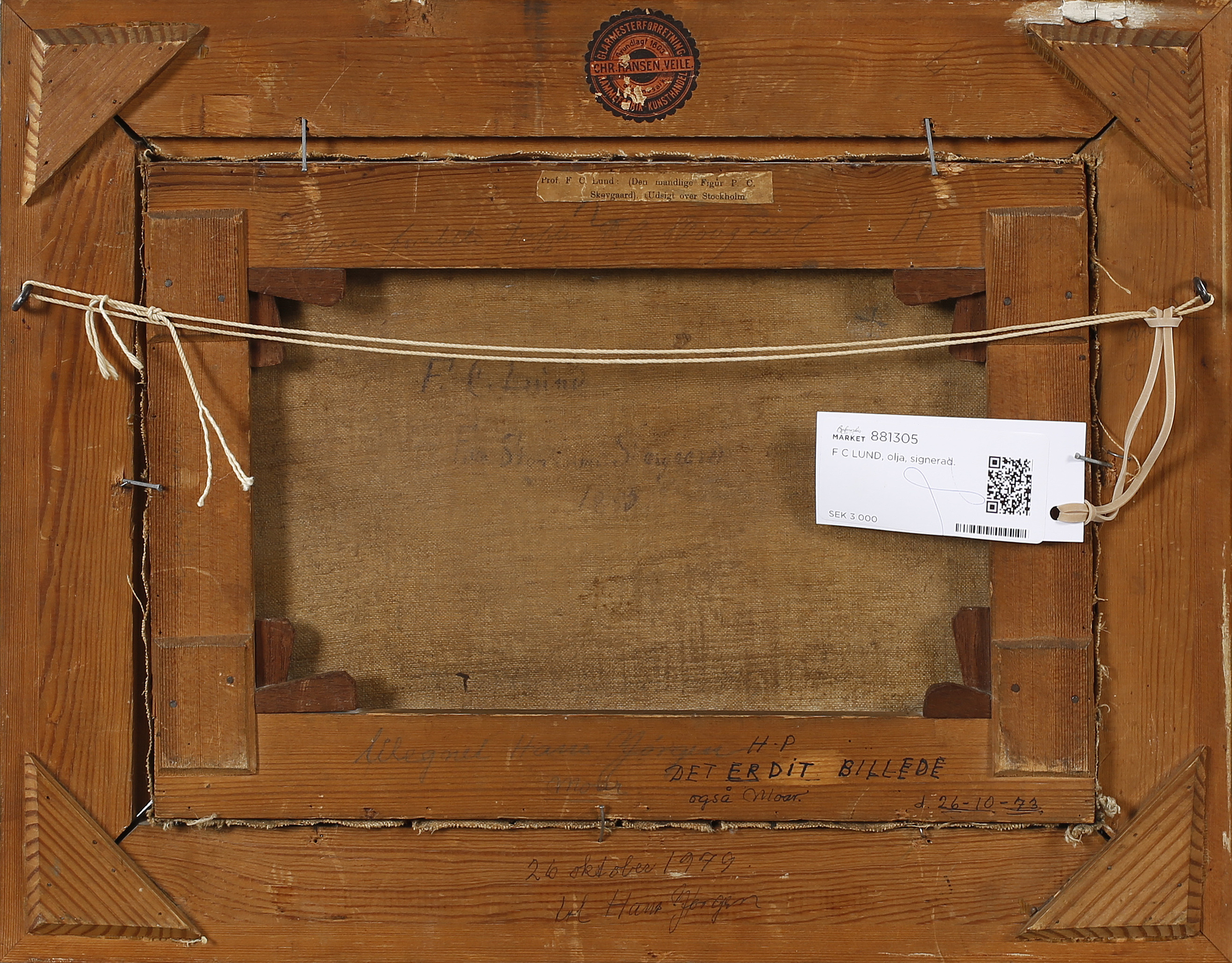 FREDERICK CHRISTIAN LUND, attributed to, oil on canvas, signed F Lund ...