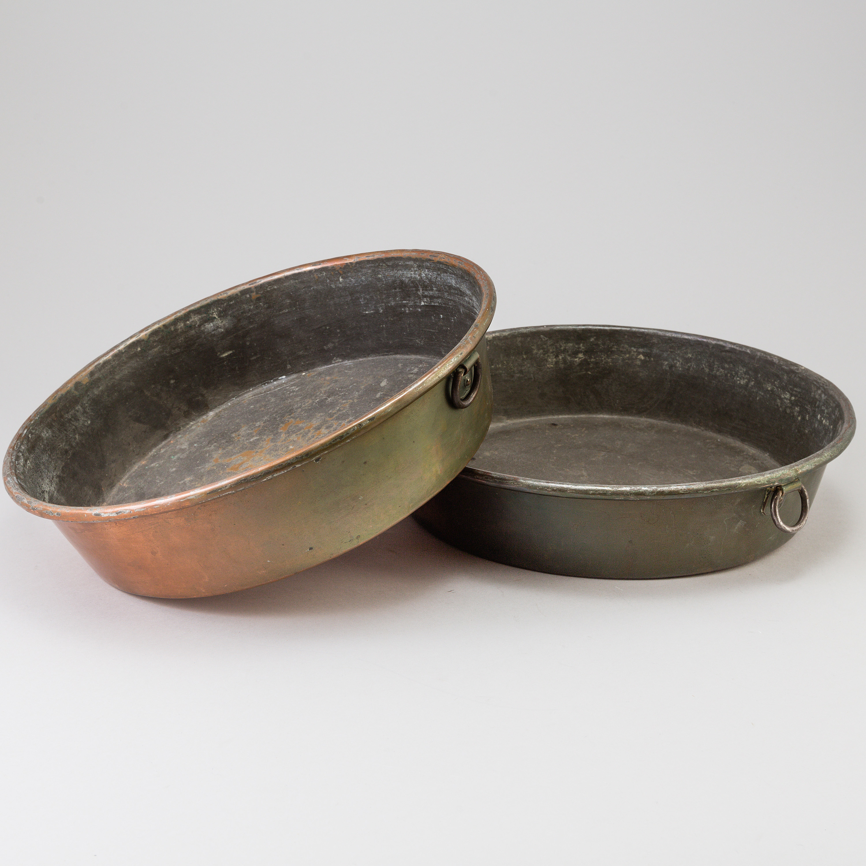 A set of 2 pieces Swedish 19th century COPPER COOKWARE, marked "ANS ...