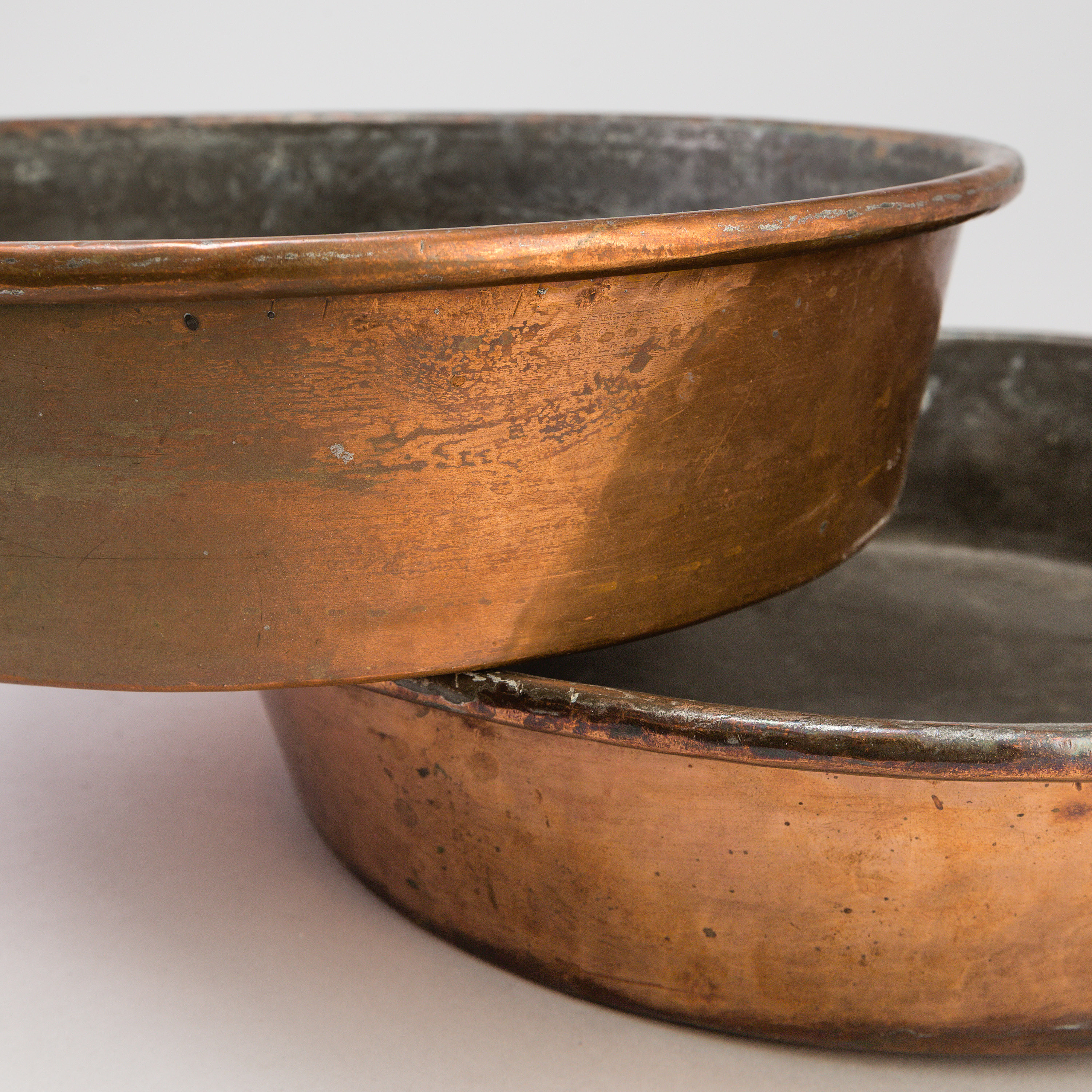 A set of 2 pieces Swedish 19th century COPPER COOKWARE, marked "ANS ...