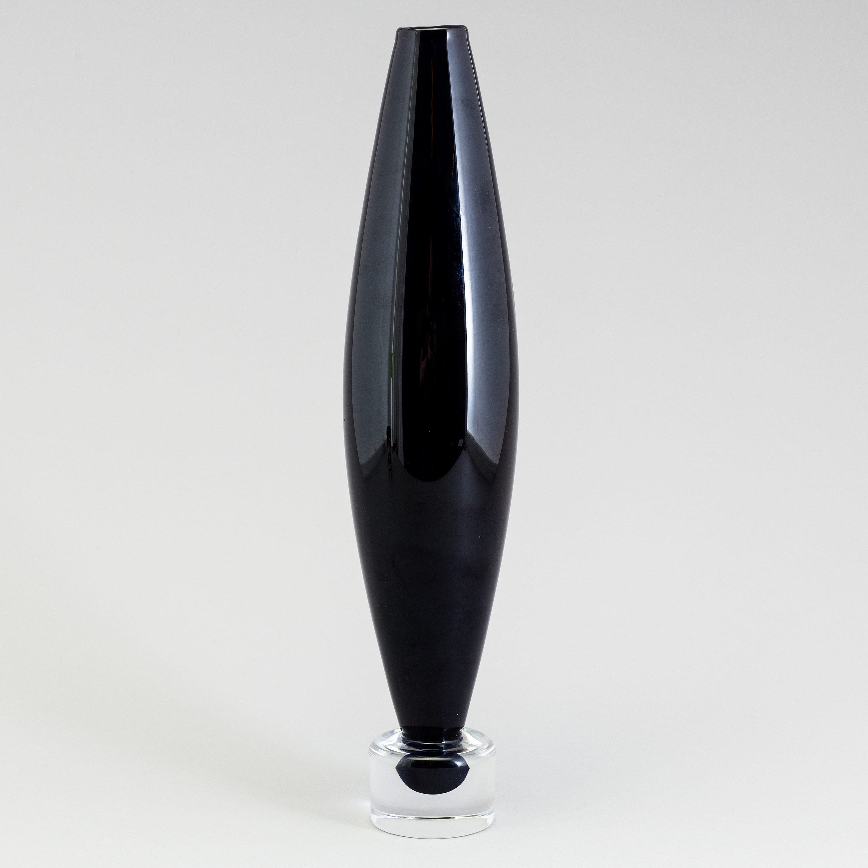 A glass vase designed by Matz Borgström for Orrefors, signed and ...
