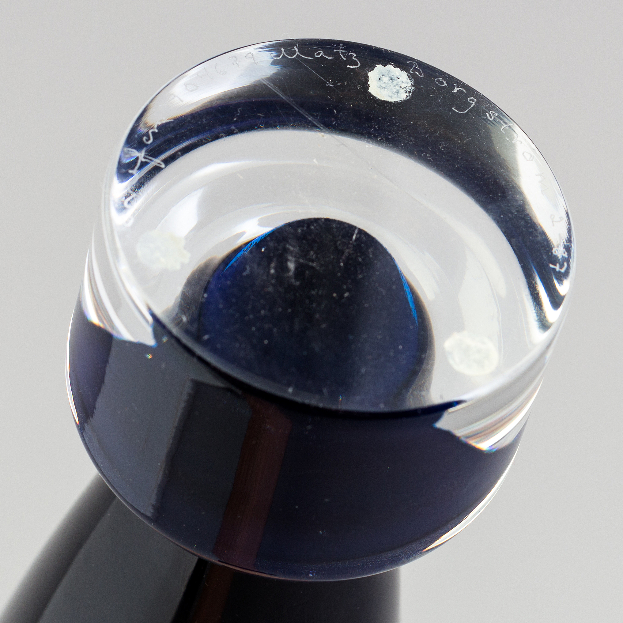 A glass vase designed by Matz Borgström for Orrefors, signed and ...