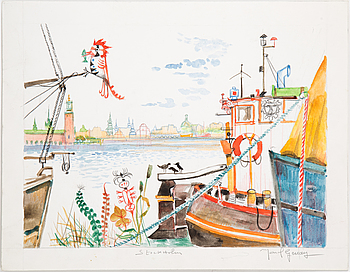 MARCEL GENAY, 3 signed watercolours depicting Stockholm. - Bukowskis