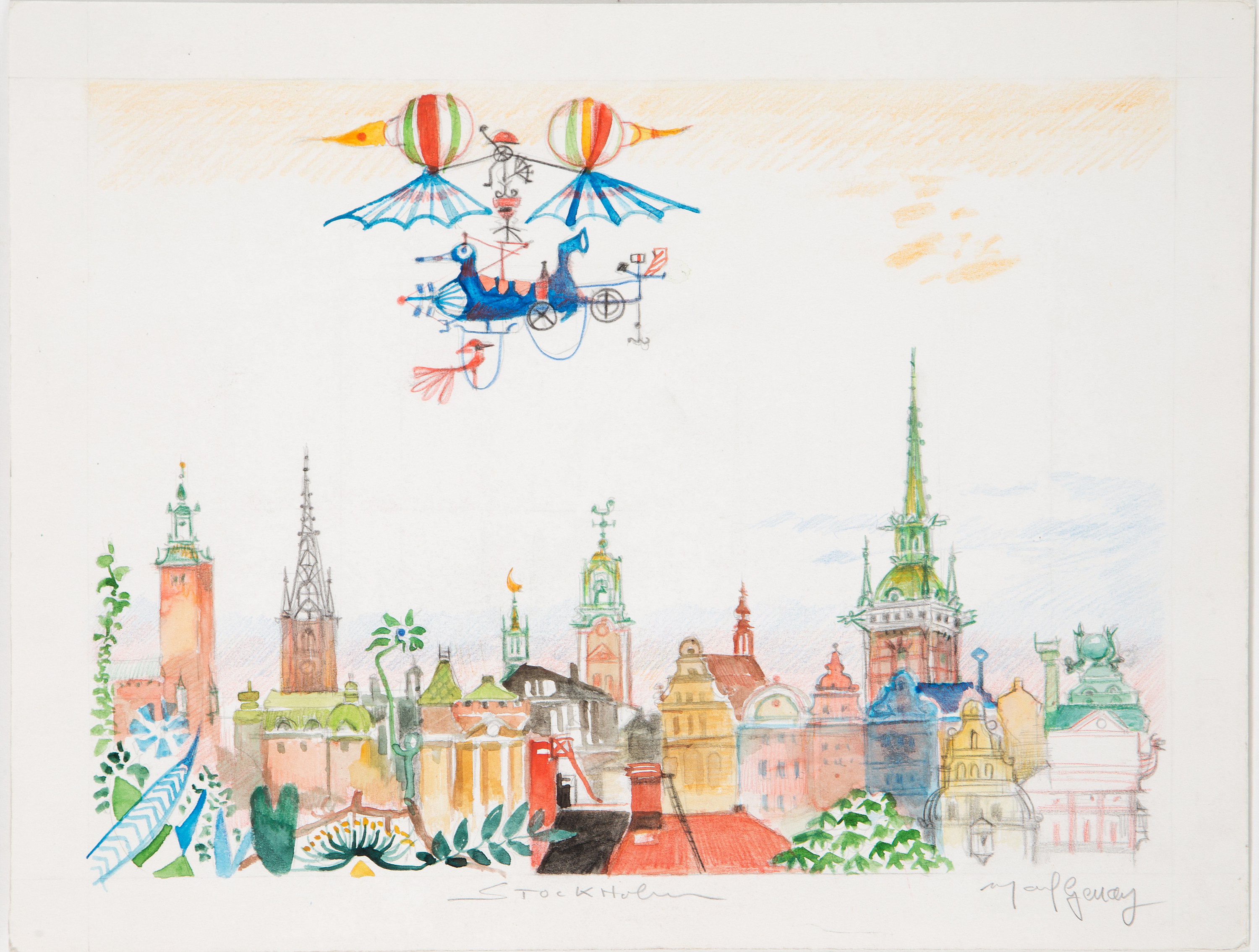 MARCEL GENAY, 3 signed watercolours depicting Stockholm. - Bukowskis