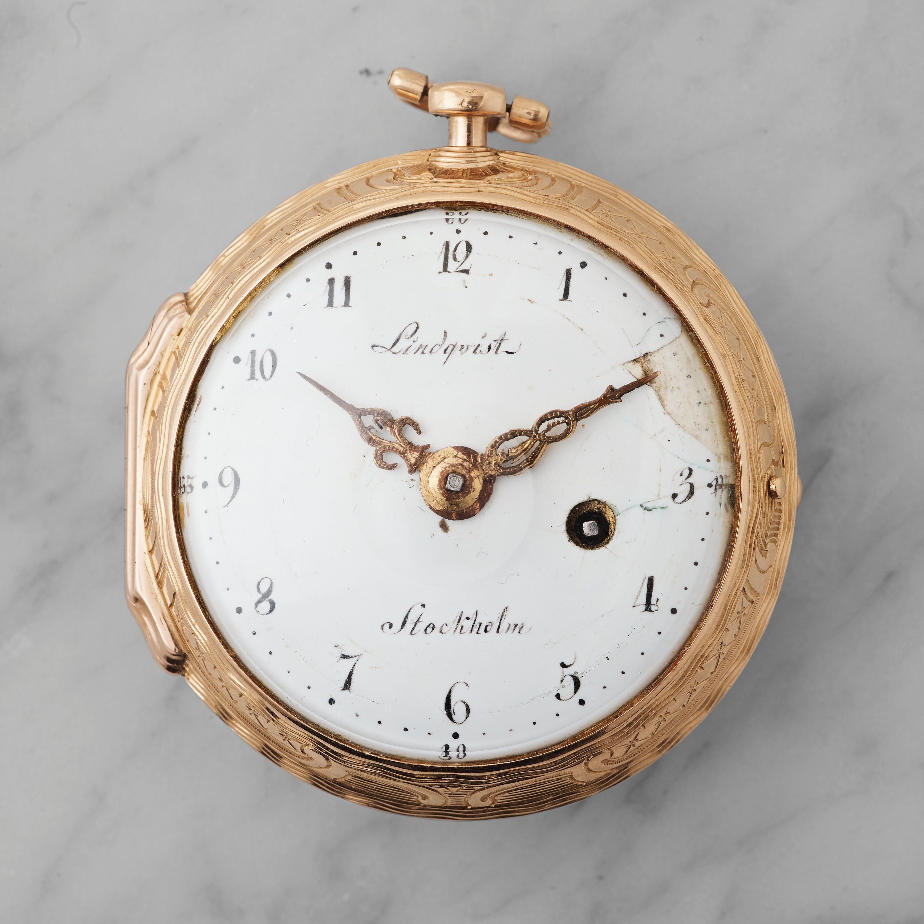 JOHAN LINDQUIST (17xx-1779), Stockholm, pocket watch, 47,5 mm, - Bukowskis