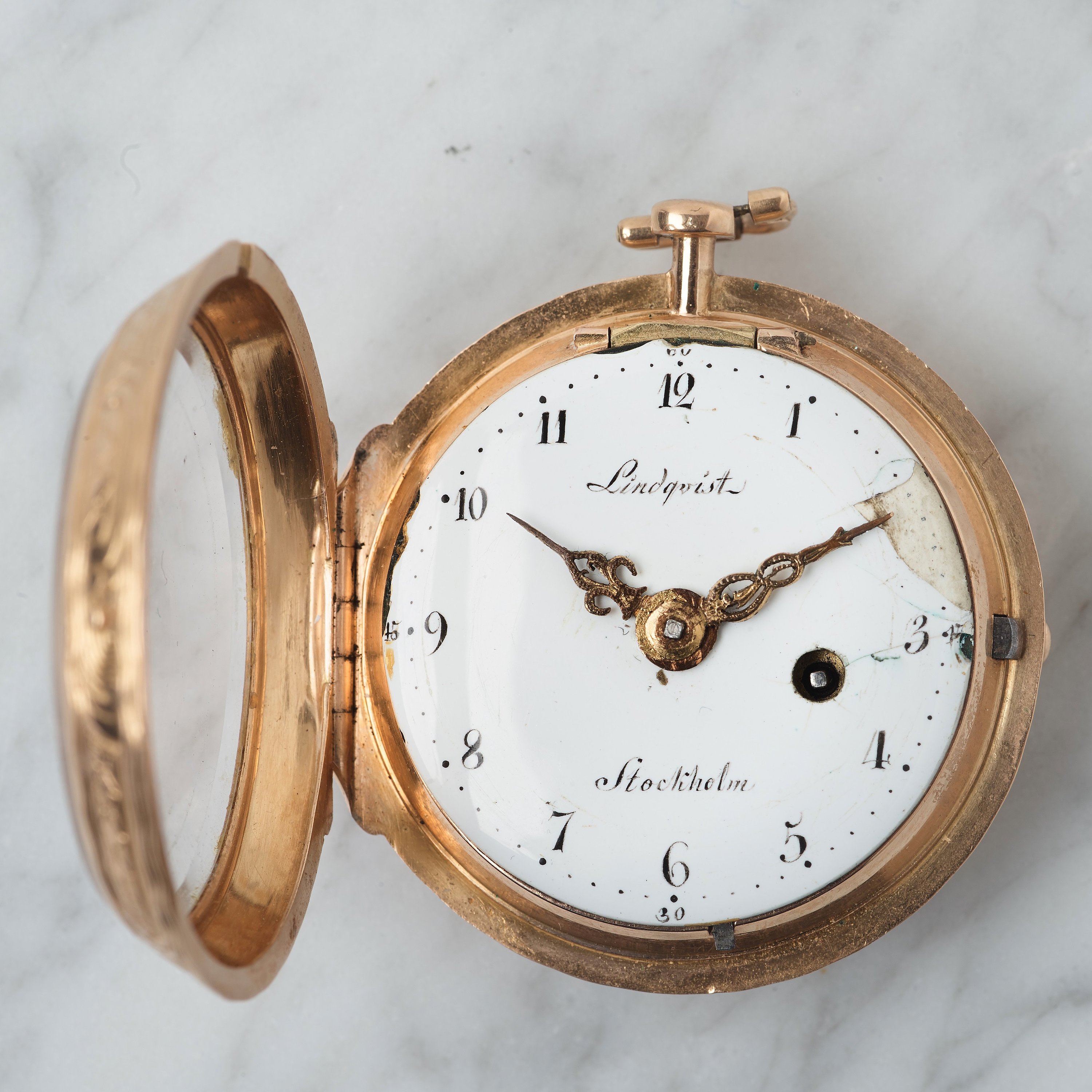 JOHAN LINDQUIST (17xx-1779), Stockholm, pocket watch, 47,5 mm, - Bukowskis