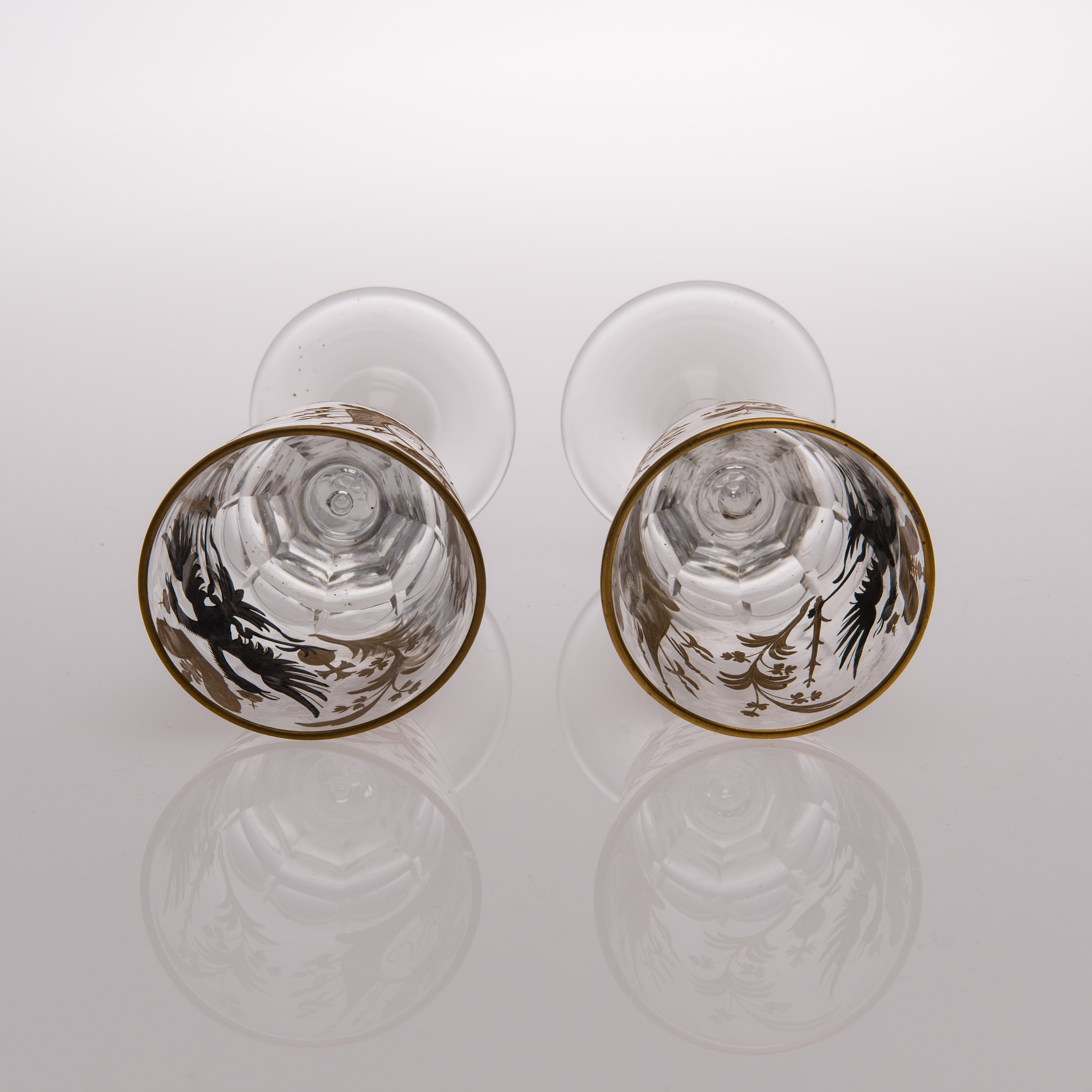 TWO RUSSIAN WINE GLASSES, from the the Romanov Tercentenary service ...