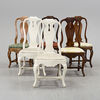 Six second half of the 19th century Rokoko style chairs. - Bukowskis