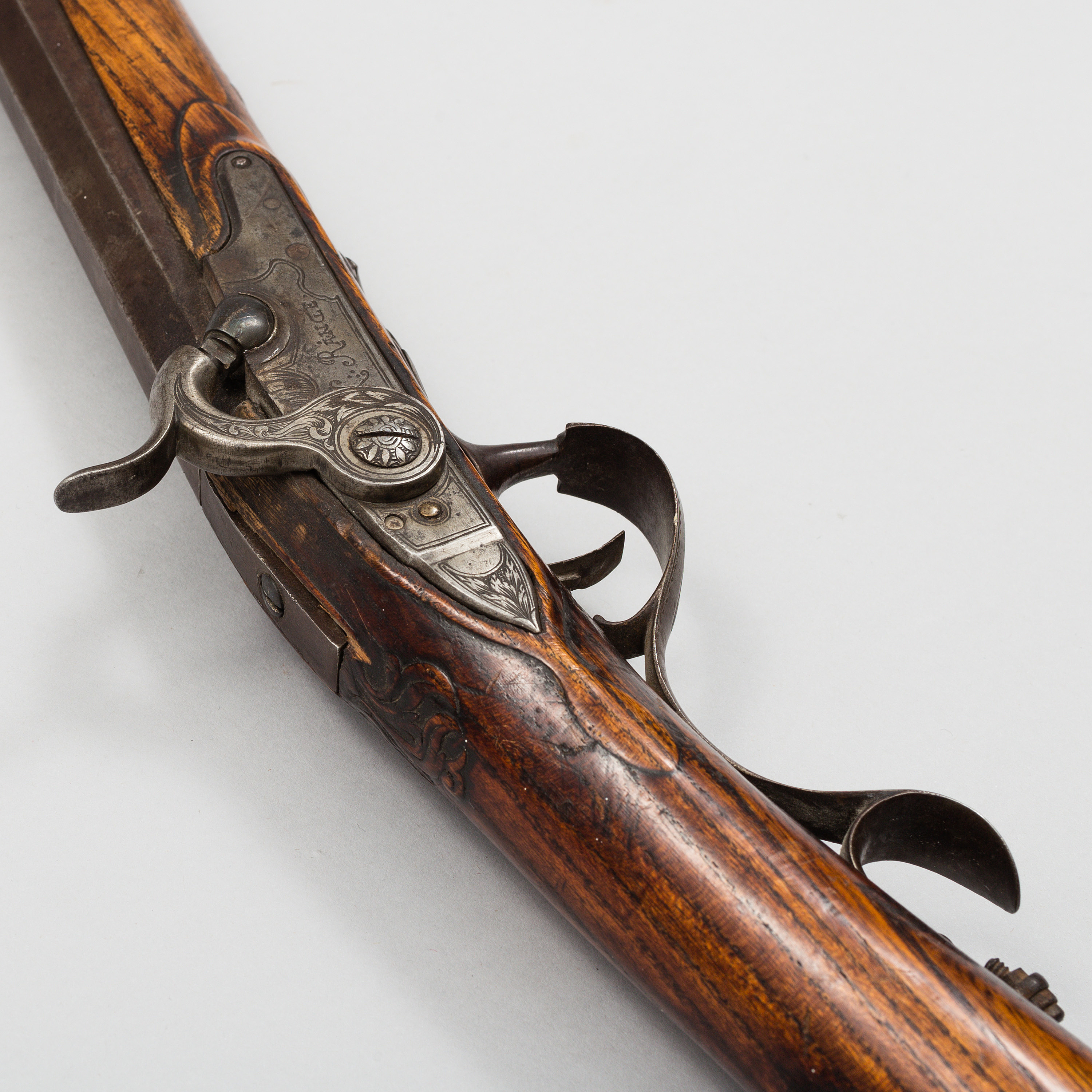 a 18th century rifle later made in to a percussion rifle signed by Lars ...