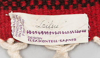 A Finnish raanu wall textile, handwoven in Lapland. Circa 176x115 cm ...