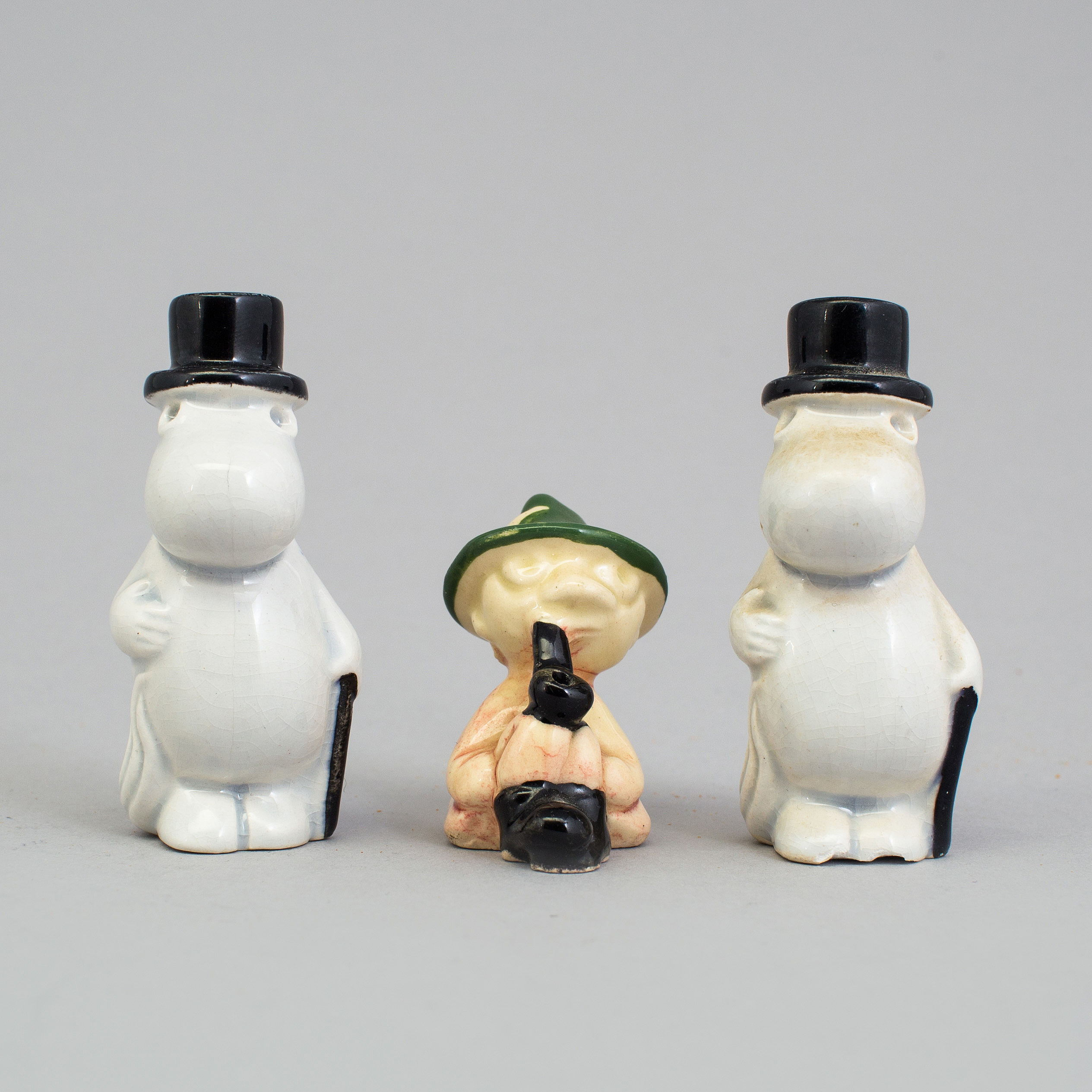 SIGNE HAMMARSTEN-JANSSON, muminfigurer 3 st, keramik, Arabia 1950-tal ...