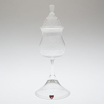 SIMON GATE, a lidded glas vase from Orrefors, 1976, numbered 120/500 ...