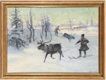 JOHAN TIRÉN, oil on relined canvas, signed Joh. Tirén and dated 1892 ...