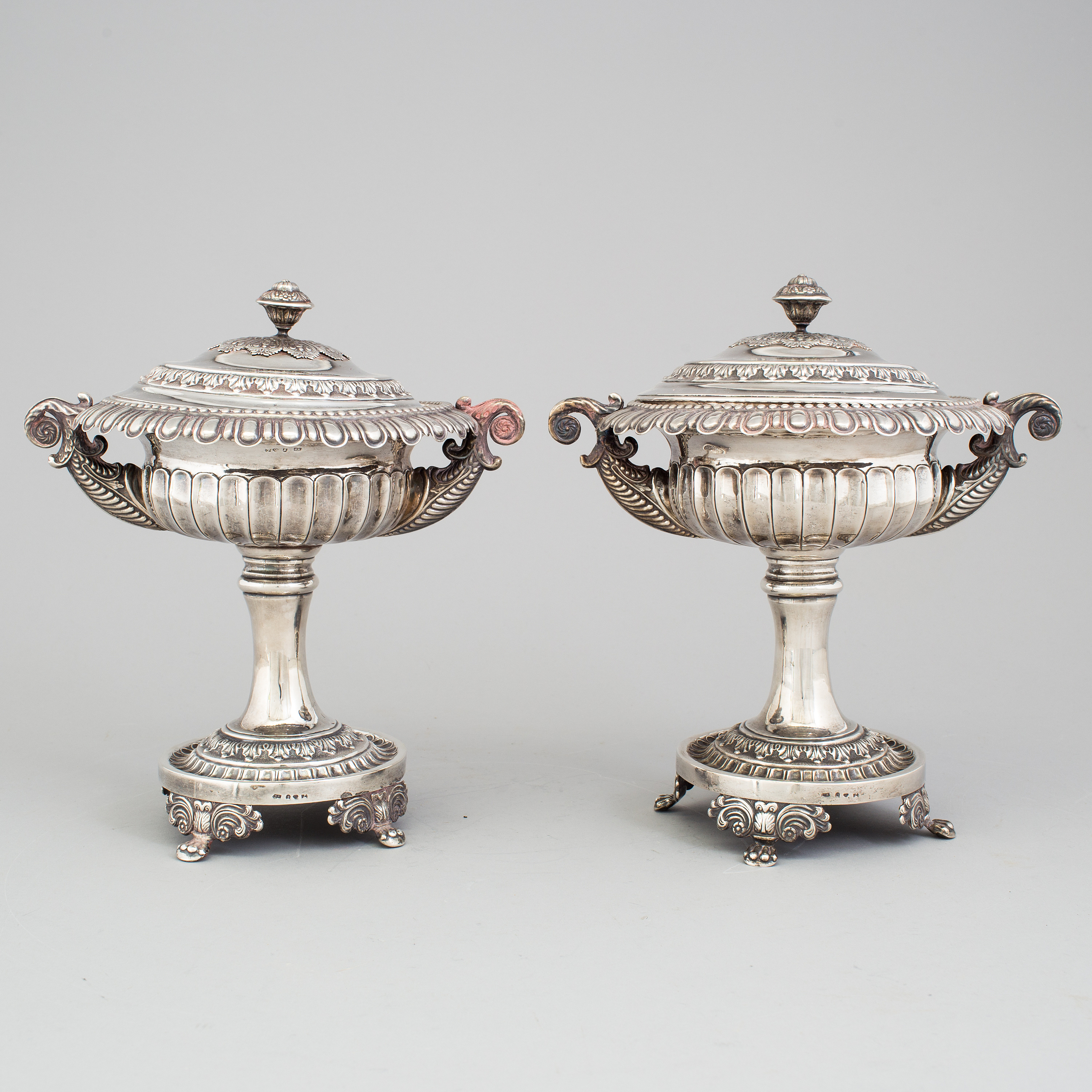 GUSTAF FOLCKER, sockerskålar, ett par, silver, senempire, Stockholm ...