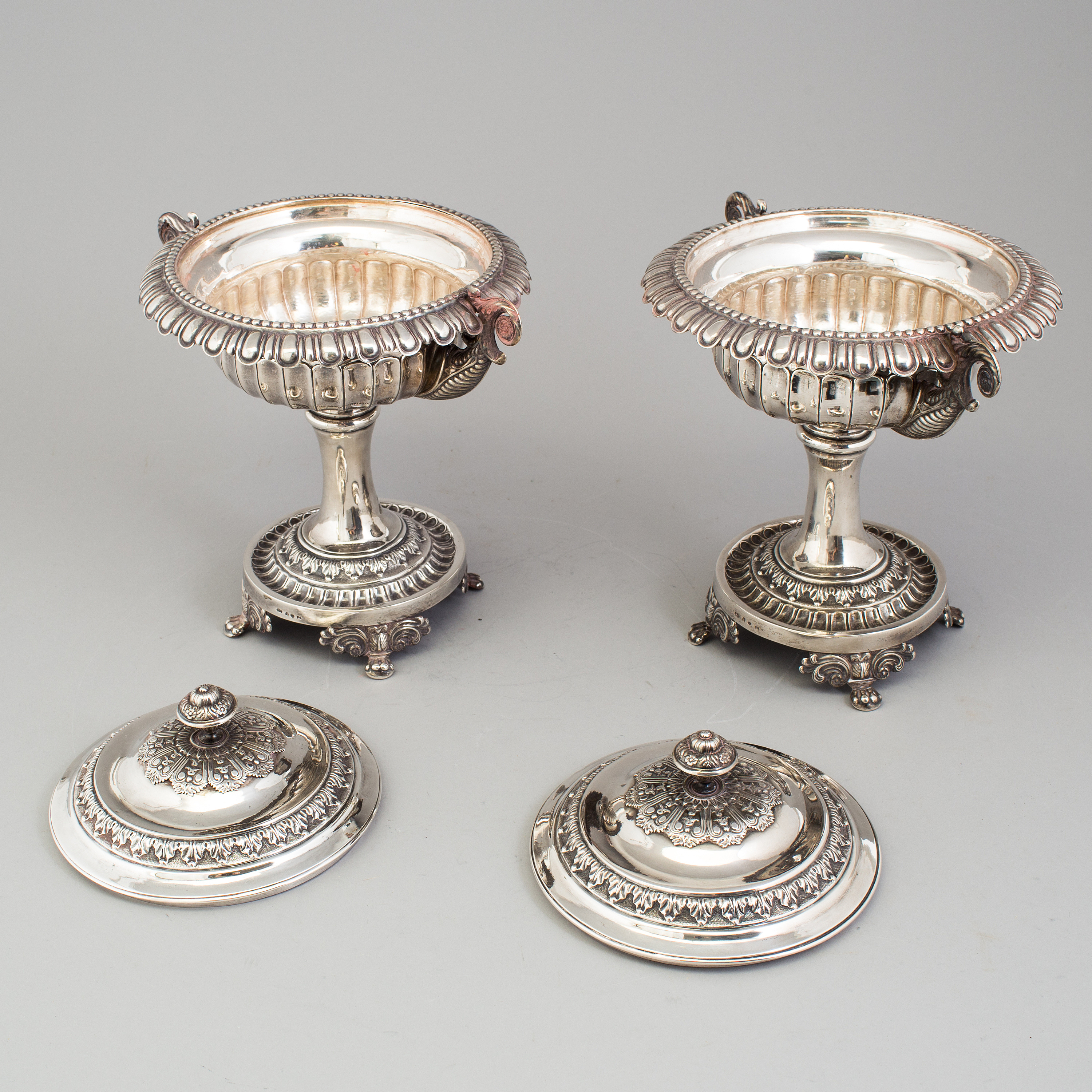 GUSTAF FOLCKER, sockerskålar, ett par, silver, senempire, Stockholm ...