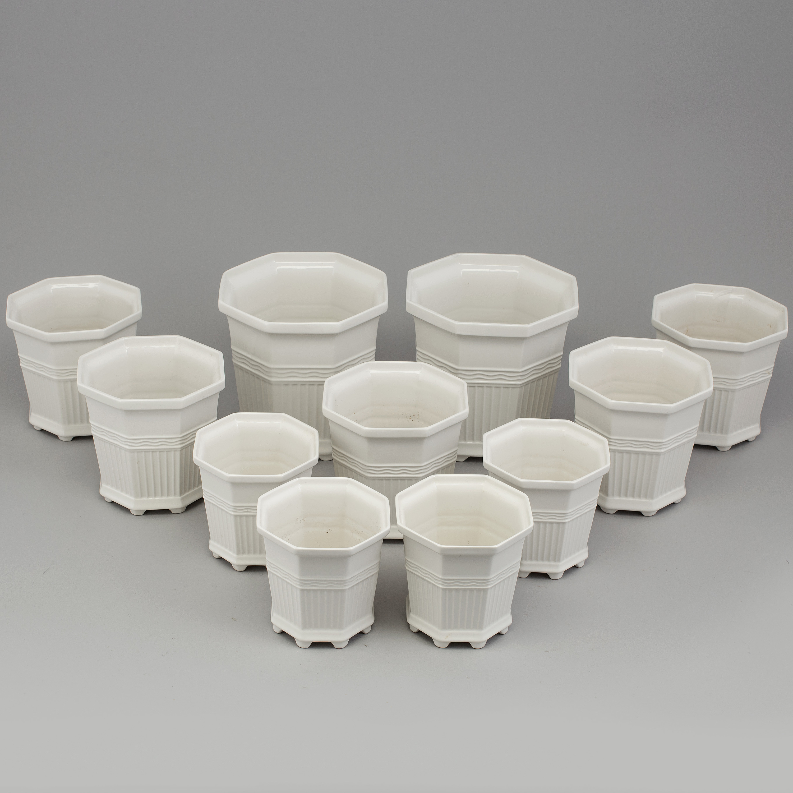 Eleven Swedish porcelain plant pots, Prins Eugen, 'Waldemarsudde ...