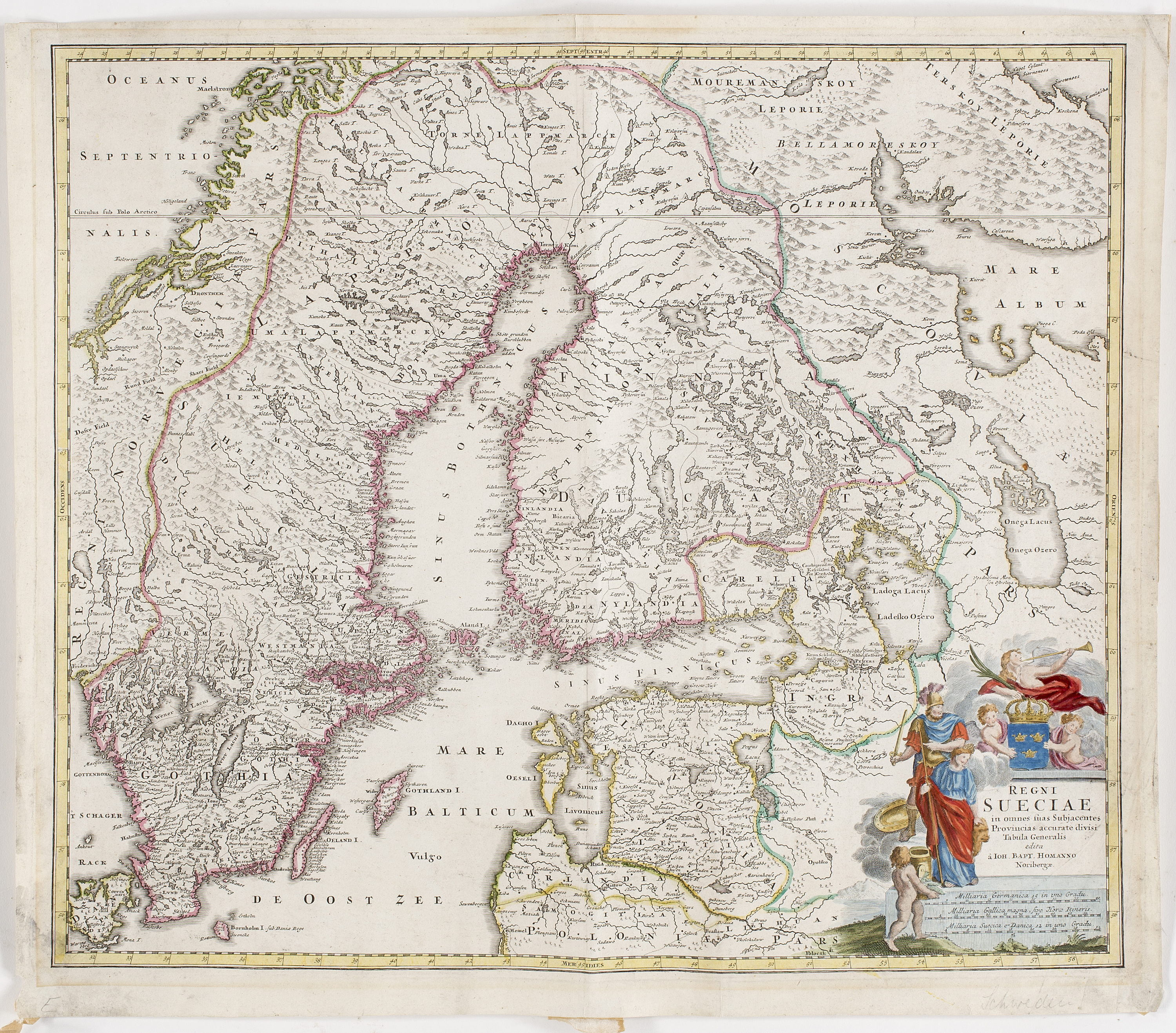 JOHAN BAPTISTA HOMANN, a map of Sweden, 18th Century. - Bukowskis