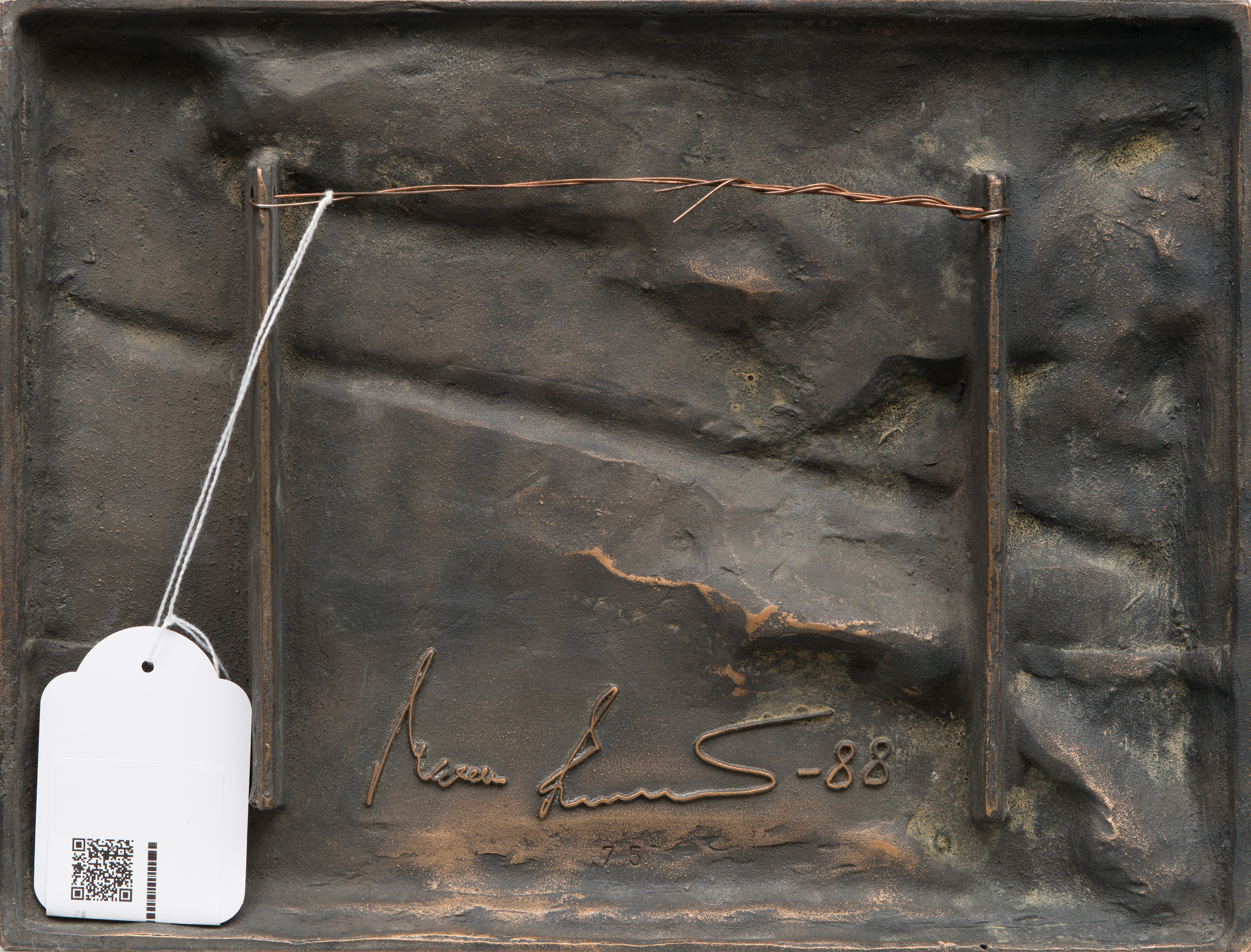 KIMMO PYYKKÖ, bronsrelief, signerad -87, a tergo signerad och daterad ...