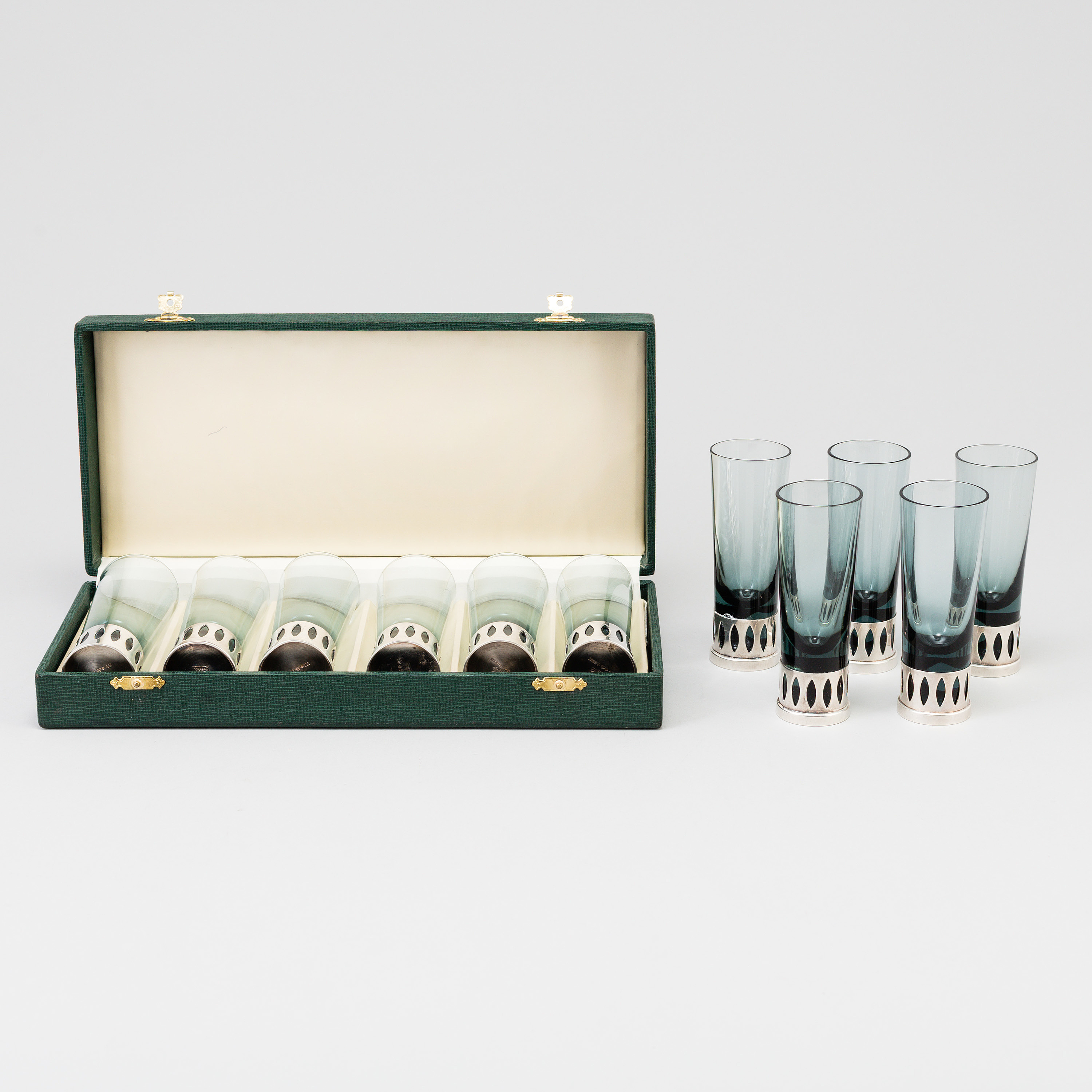 TAGE GÖTHLIN, snapsglas, 11 st, silver och glas, TESI Göteborg och ...