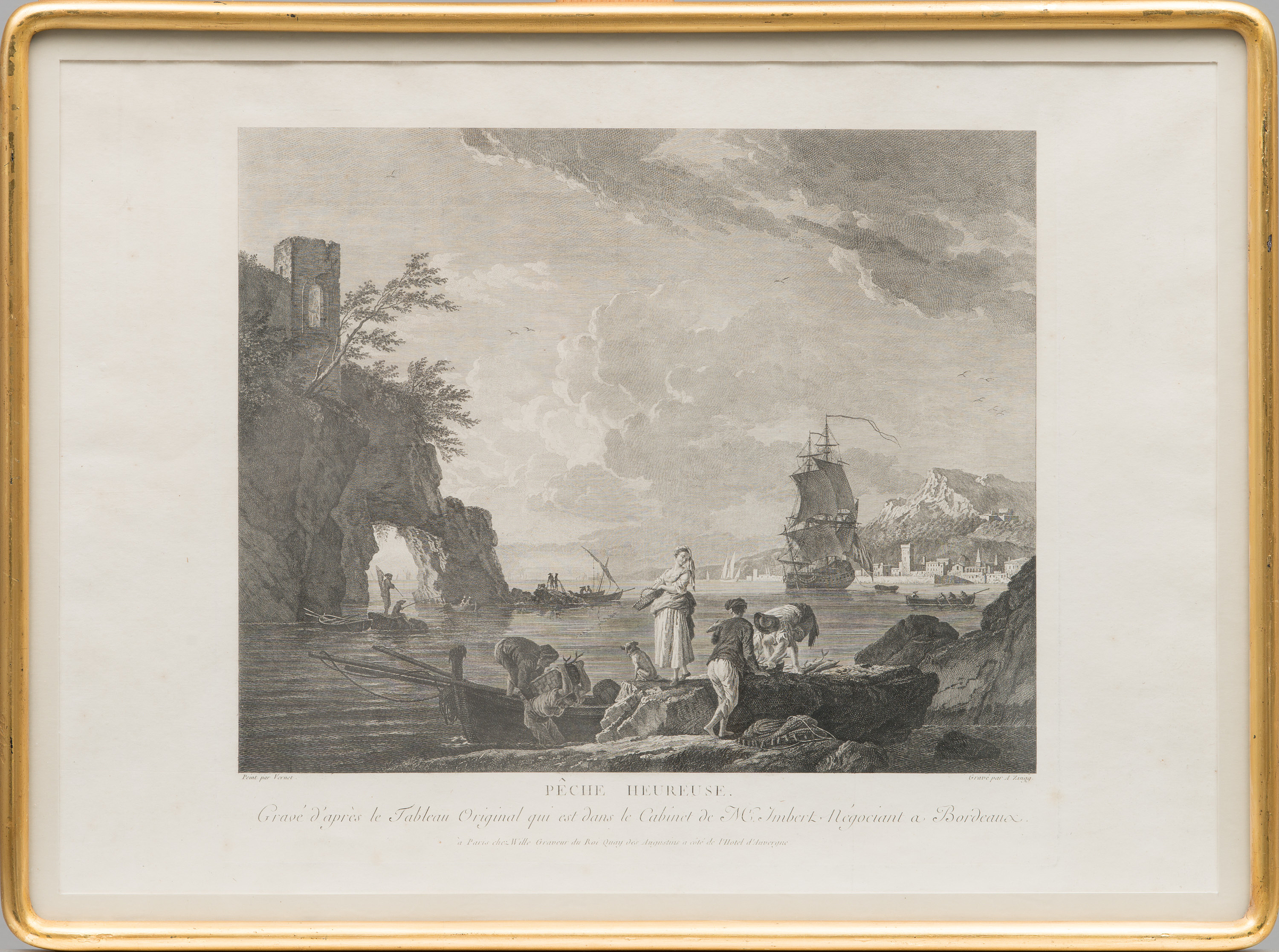 ADRIAN ZINGG, gravyr, efter Claude Joseph Vernet, 1700-tal. - Bukowskis