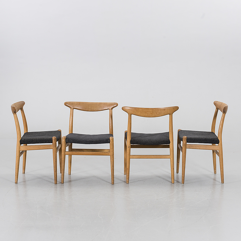 HANS J. WEGNER, Stolar 4 st,"W2" OM Madsens fabriker Haarby Danmark ...