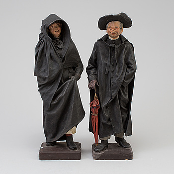 A pair of papier maché figures signed G. Kausi Malta. Late 20th Century ...