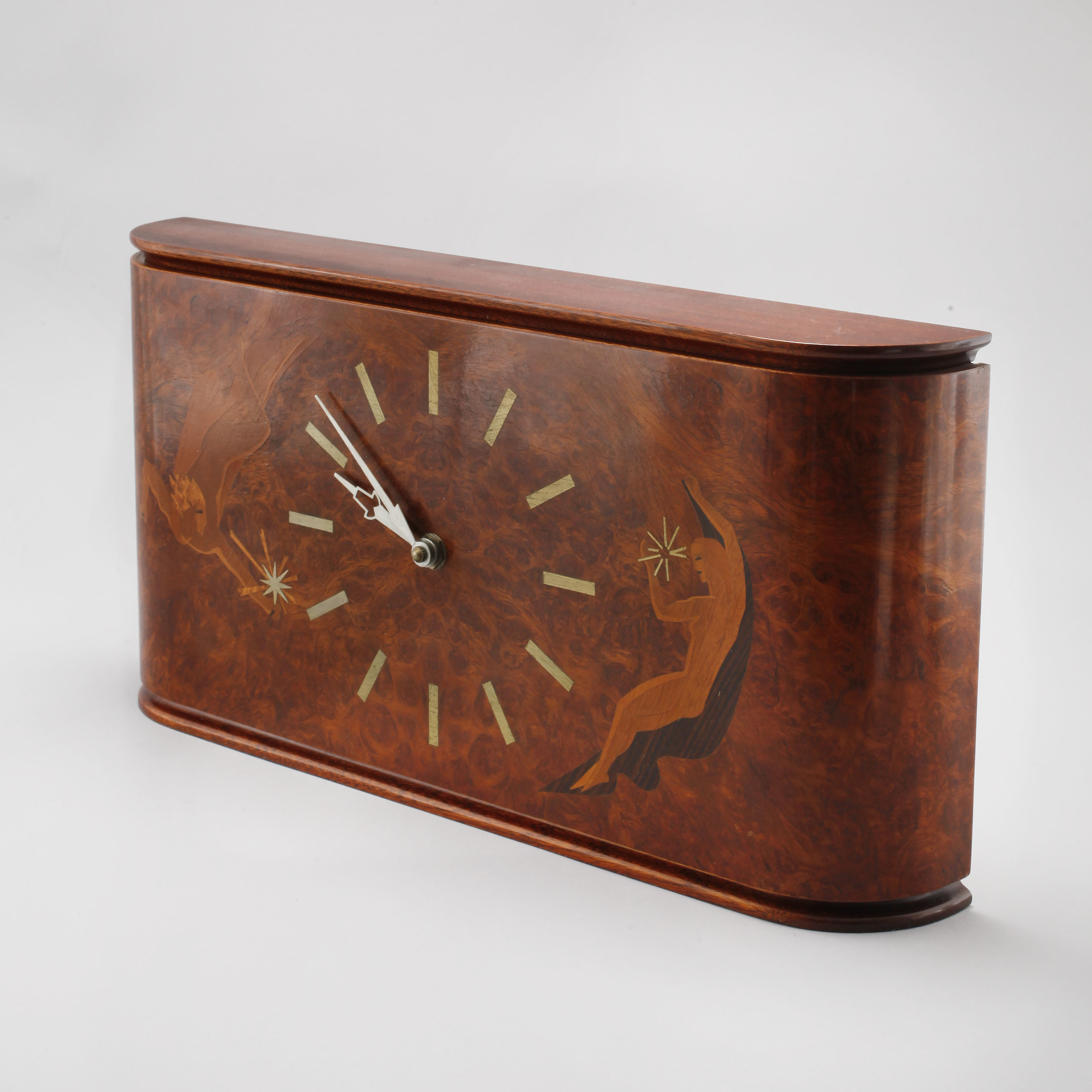 A table clock by Birger Ekman for Mjölby Intarsia, first half of the ...