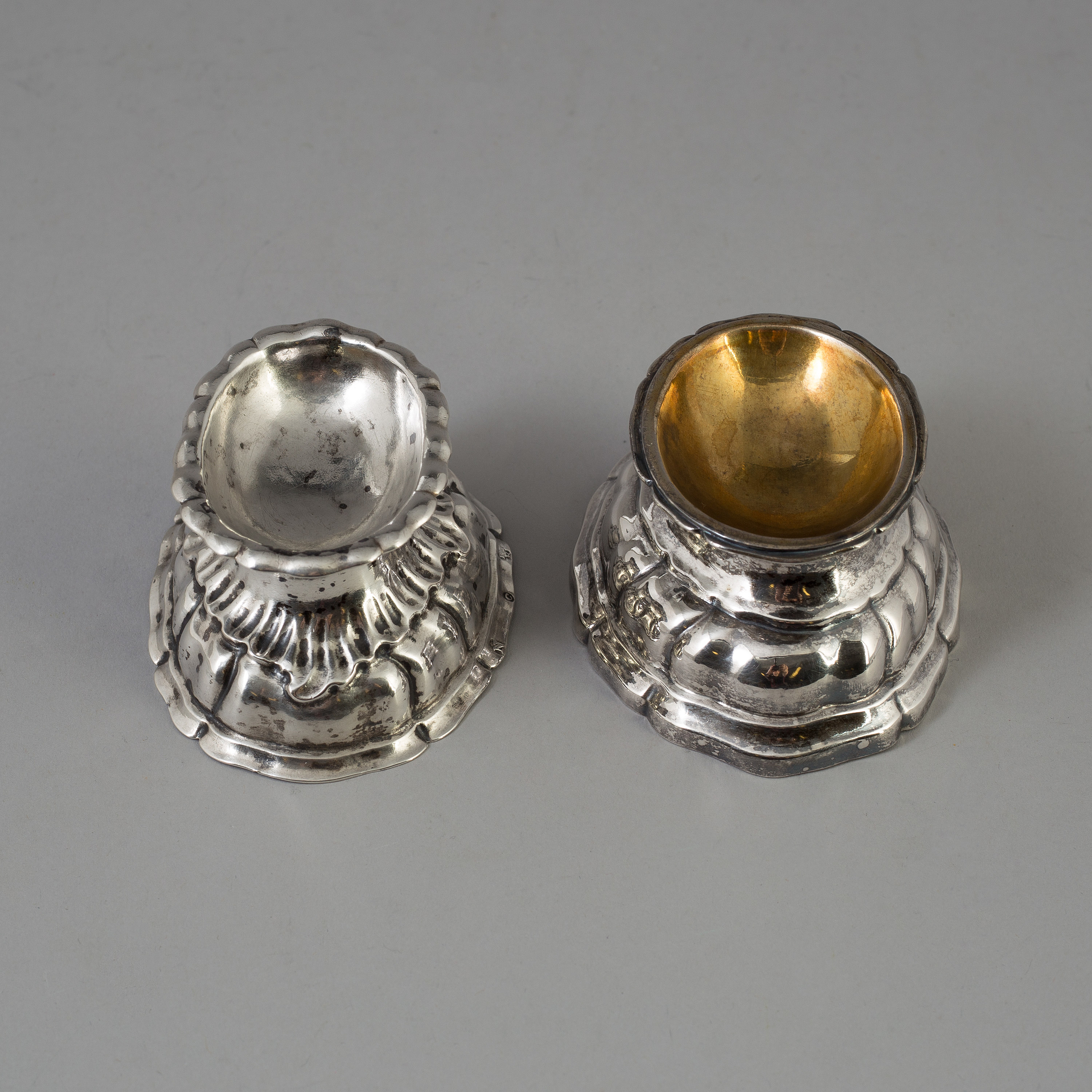 Two silver parcel gilt salt cellars, mark of Johann Jacob Rösch (1764 ...