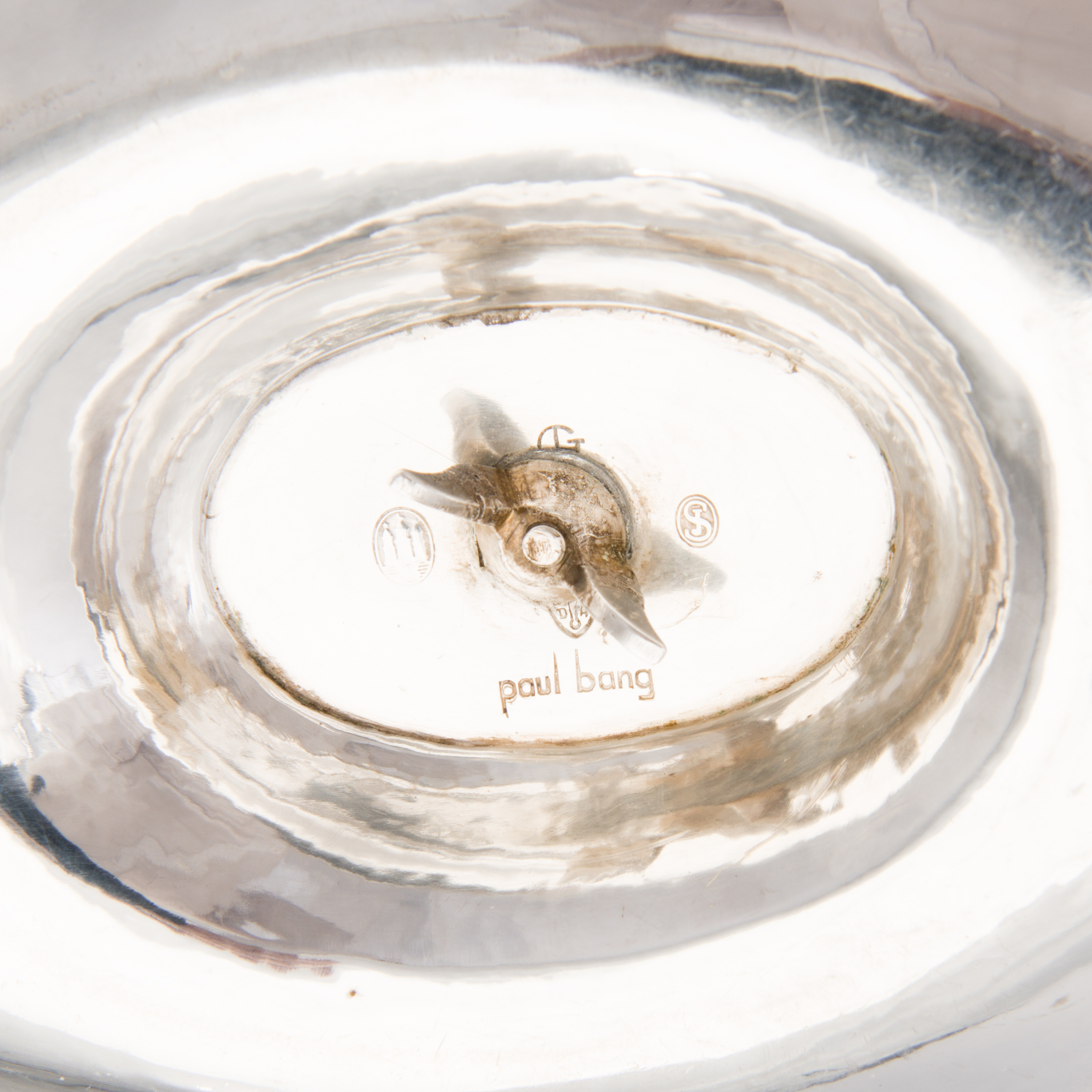 A sauce boat with a sauce ladle in silver, mark of Paul Bang, Copenhagen, Denmark 1929 and 1930s ...