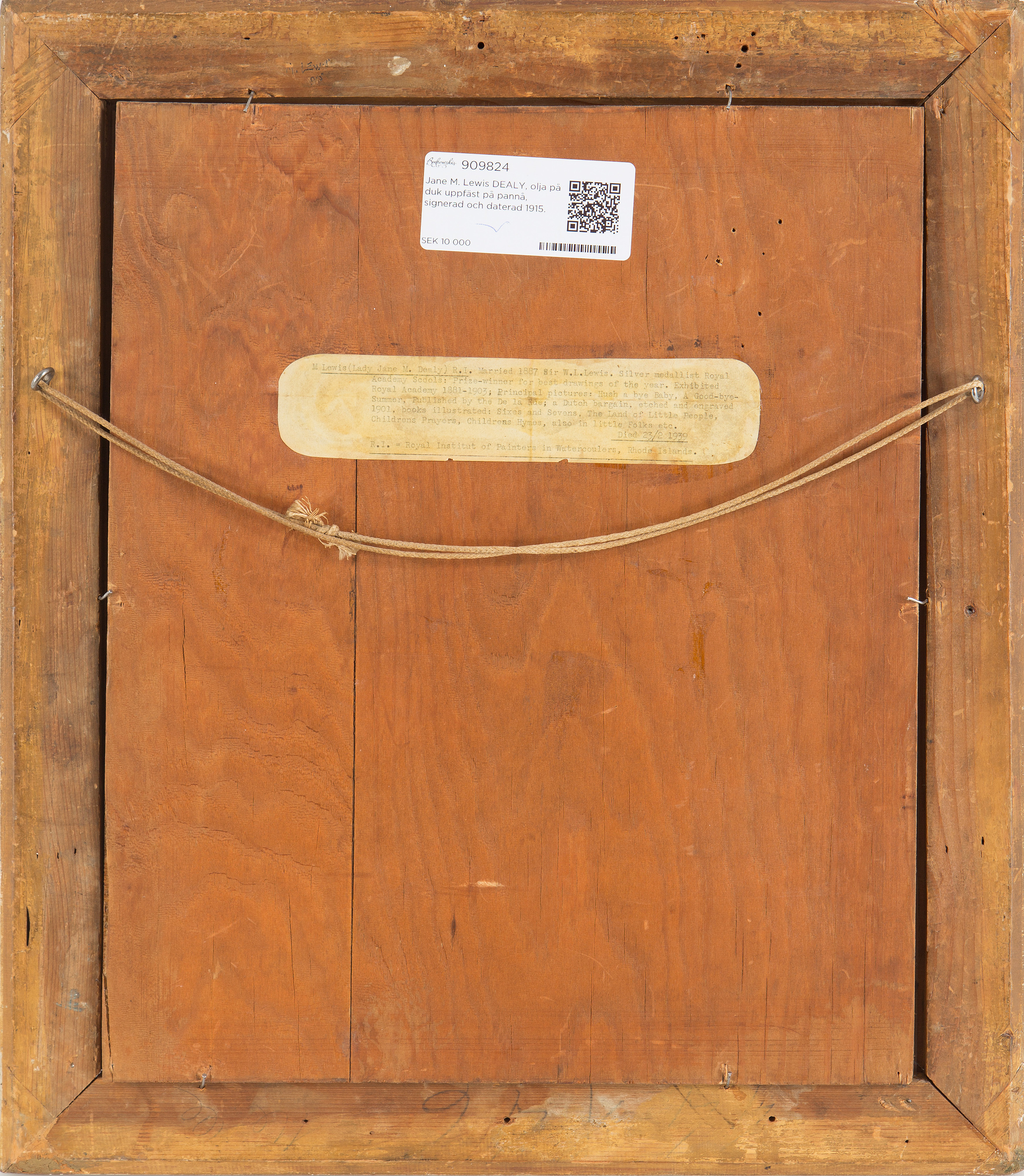 JANE M. LEWIS DEALY, oil on canvas, signed and dated 1915. - Bukowskis