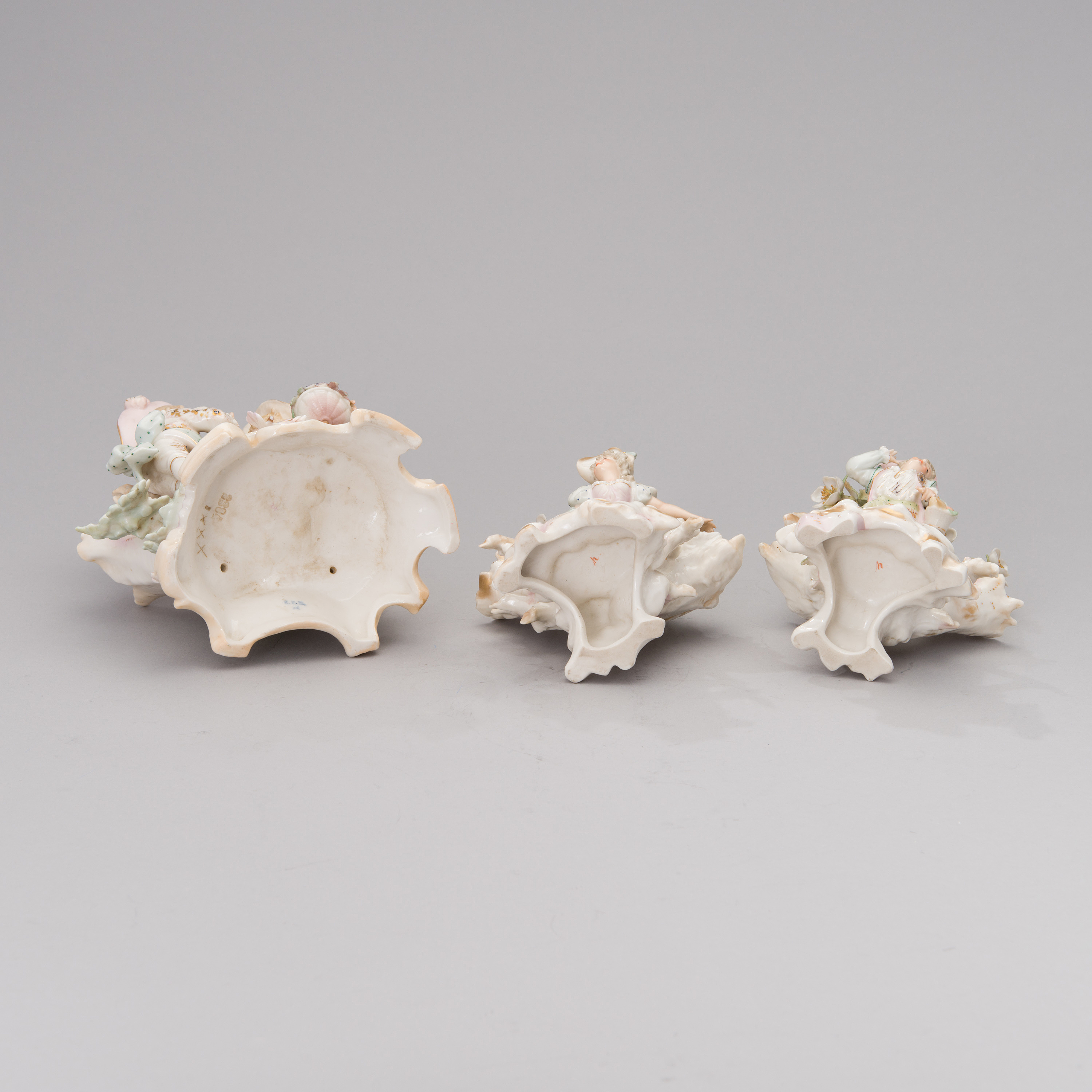 Three porcelain table decorations from the end of the 19th century, one ...