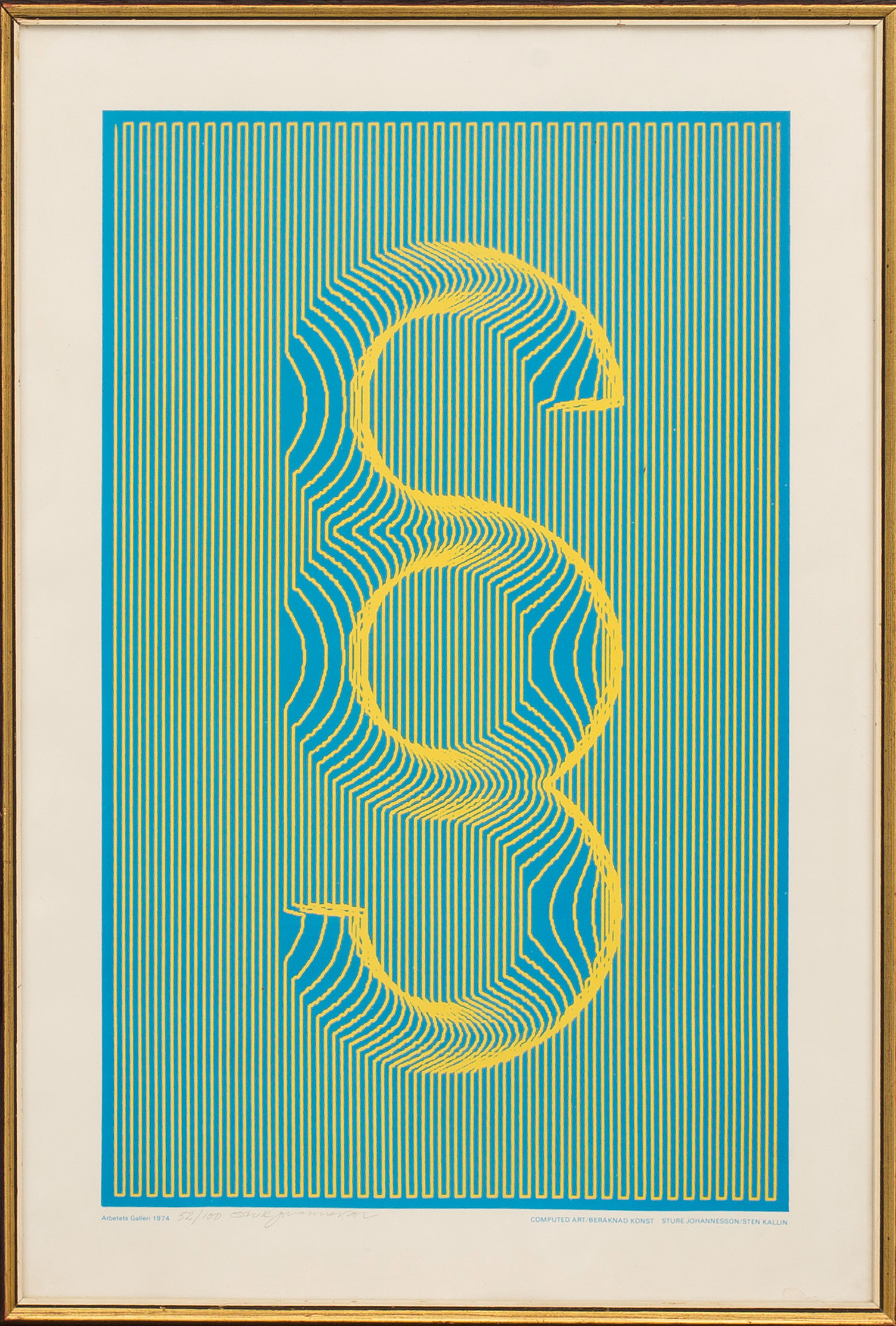 STURE JOHANNESSON, computed art, Arbetets Galleri 1974 52/100. - Bukowskis