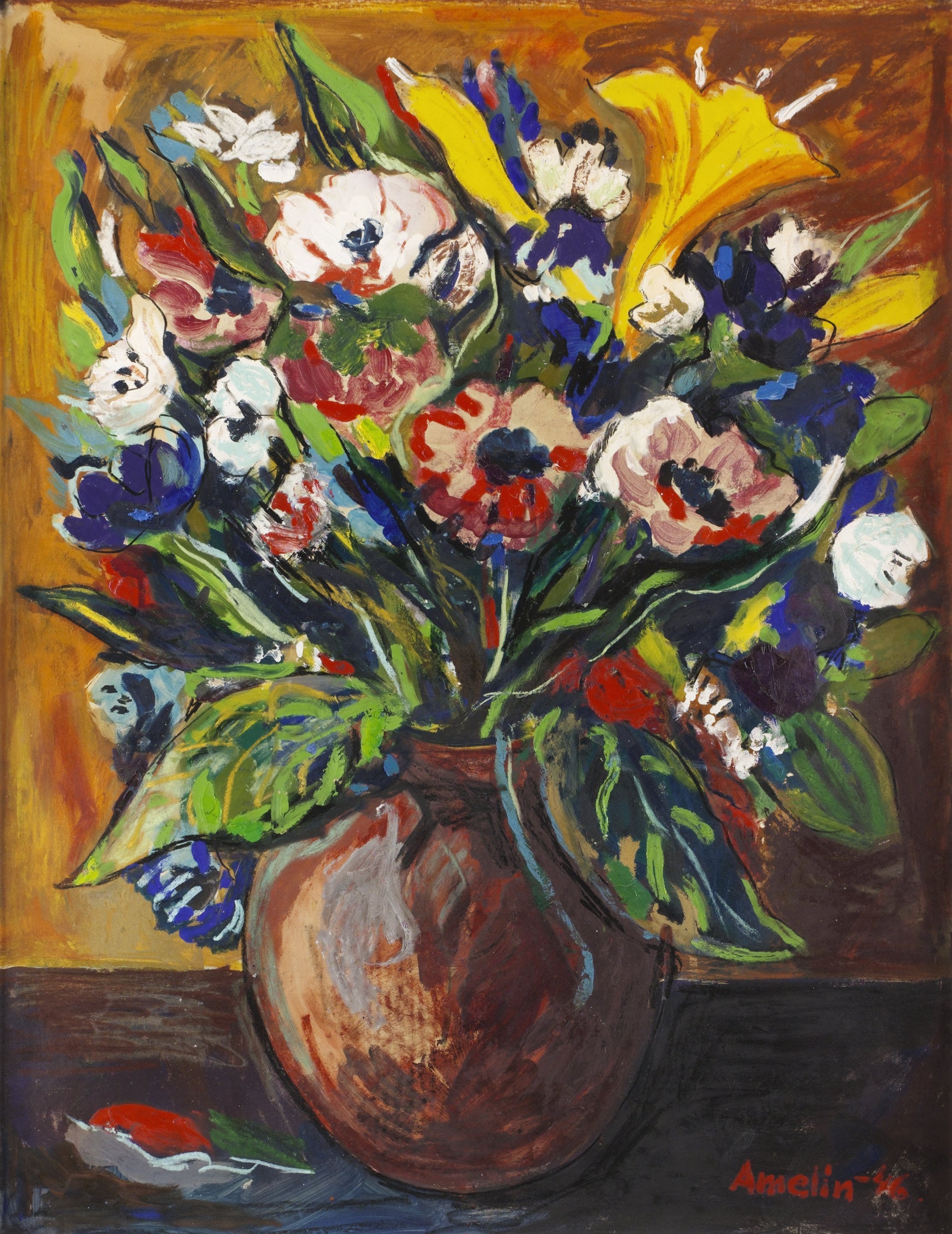 Albin Amelin, Blomsterstilleben. - Bukowskis